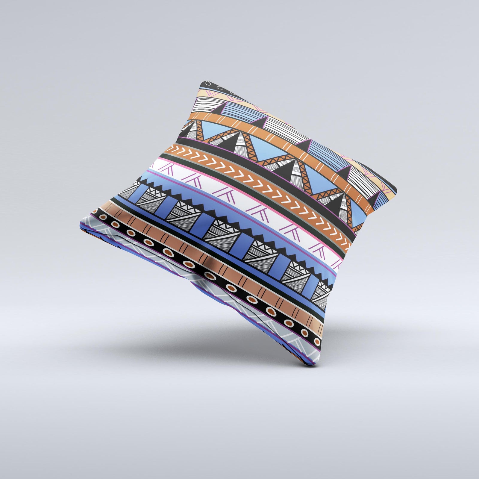 Abstract Blue and Brown Shaped Aztec ink-Fuzed Decorative Throw Pillow ...
