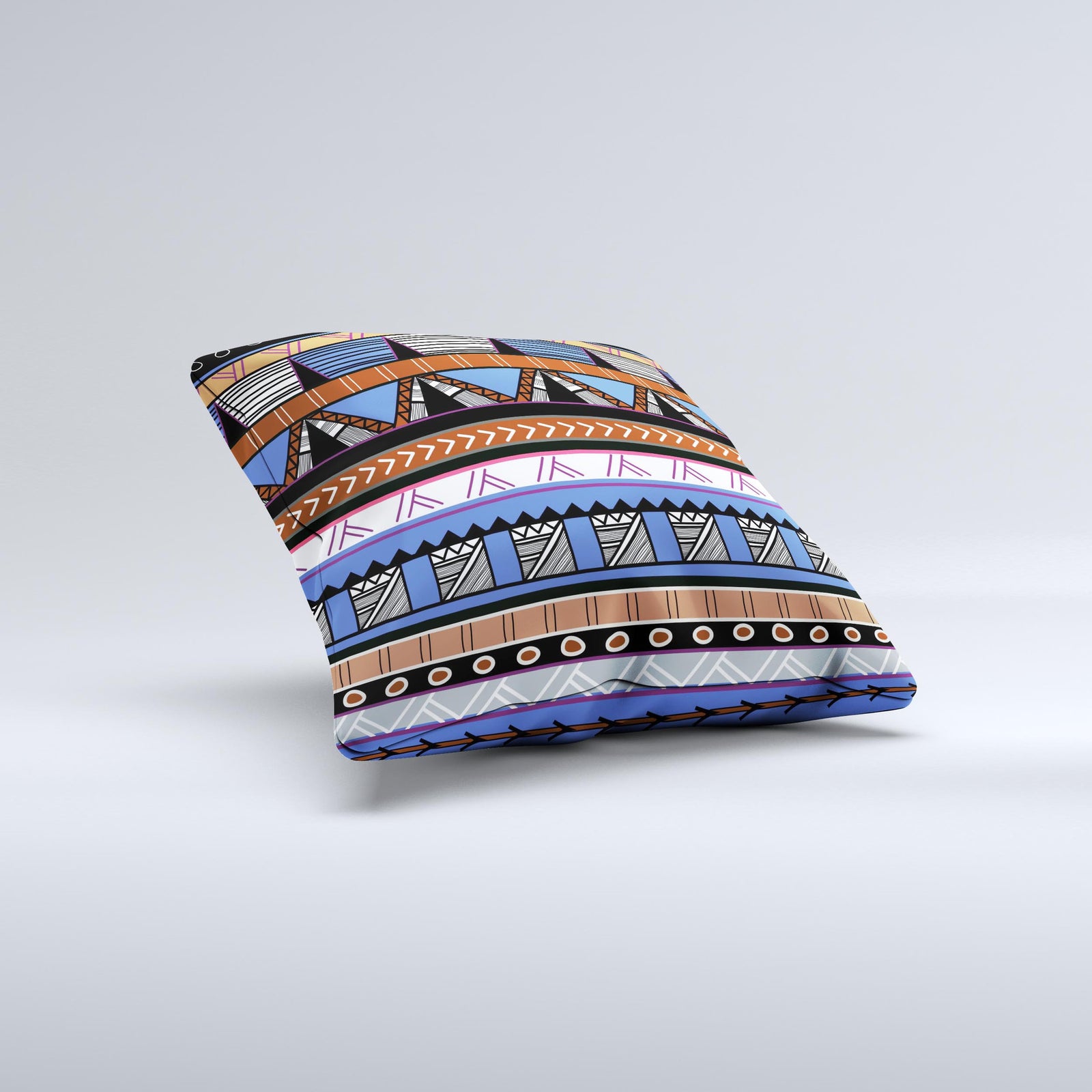 Abstract Blue and Brown Shaped Aztec ink-Fuzed Decorative Throw Pillow ...