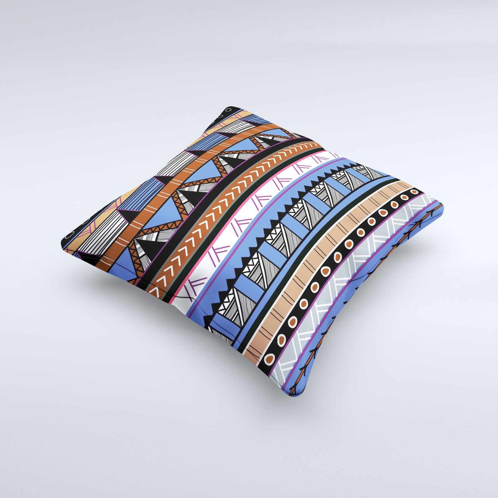 Abstract Blue and Brown Shaped Aztec ink-Fuzed Decorative Throw Pillow ...