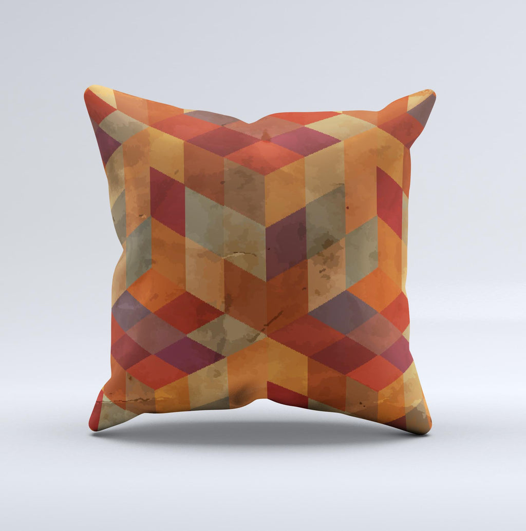 Autumn Colored Geometric Pattern ink-Fuzed Decorative Throw Pillow ...