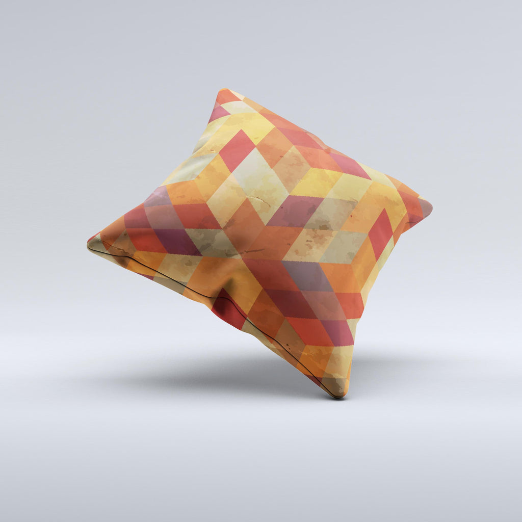 Autumn Colored Geometric Pattern ink-Fuzed Decorative Throw Pillow ...