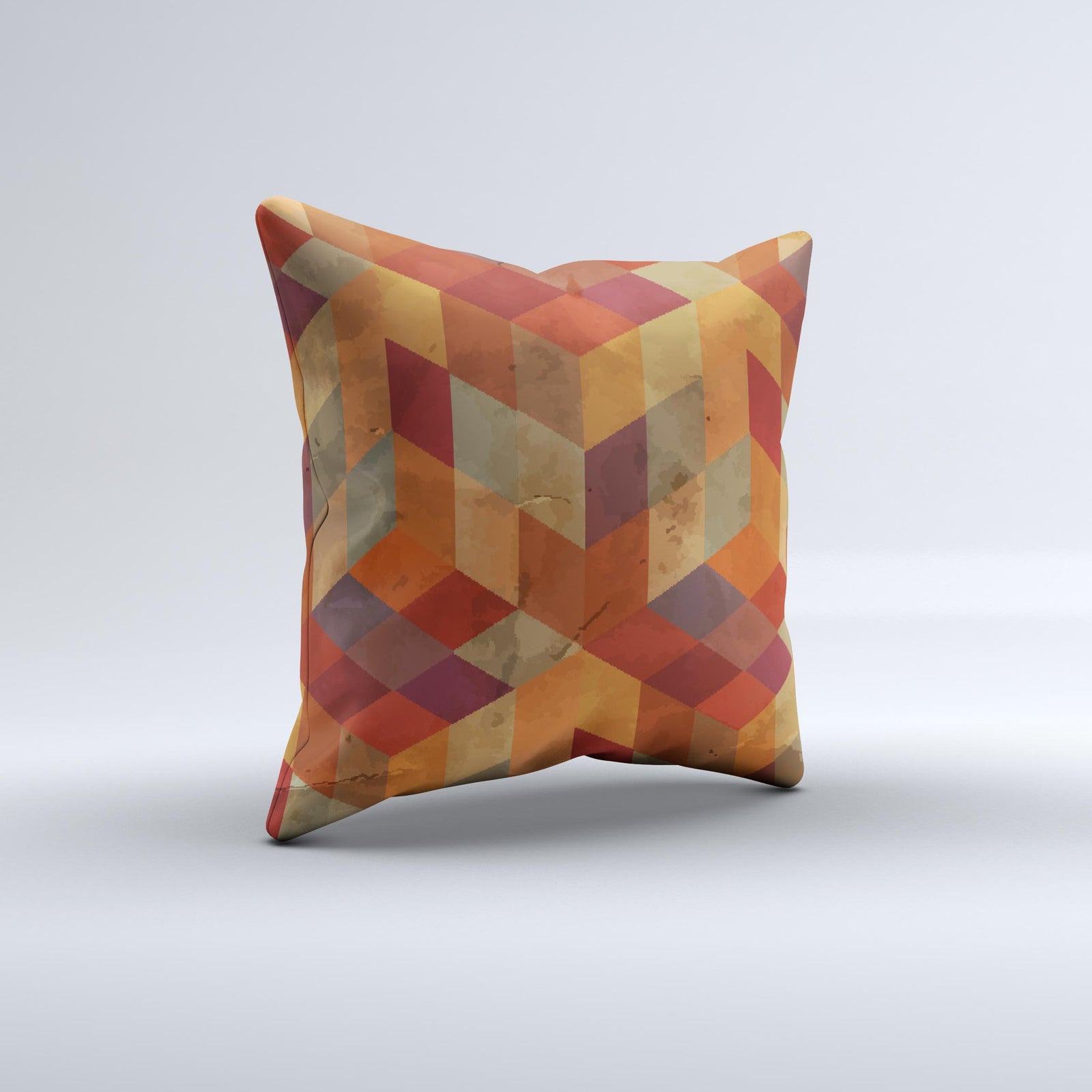 Autumn Colored Geometric Pattern ink-Fuzed Decorative Throw Pillow ...