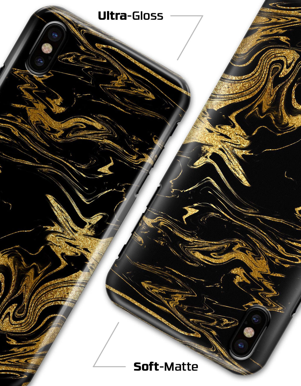 Black & Gold Marble Swirl V12 - Durable iPhone X Ten Hard Case Top ...