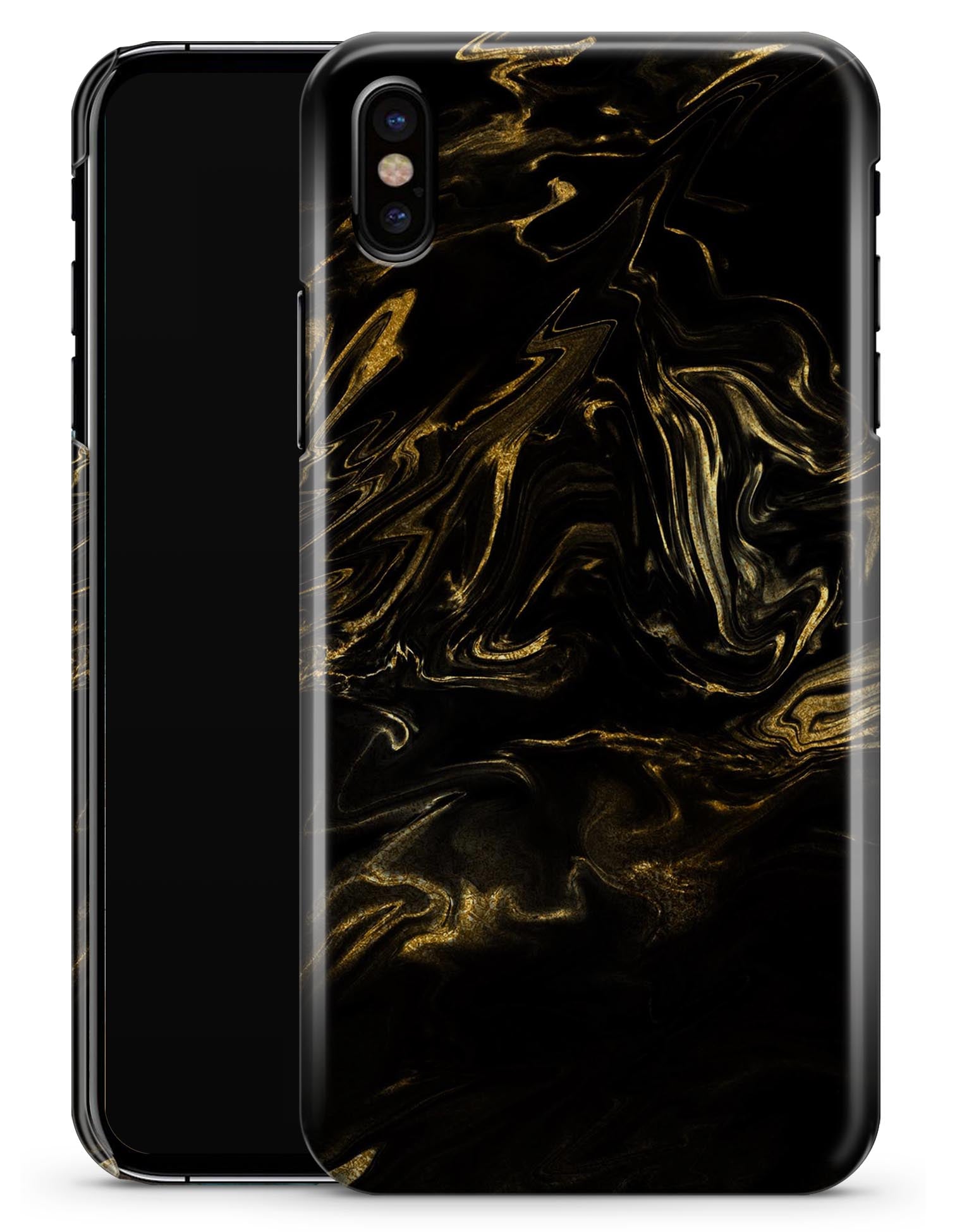 Black & Gold Marble Swirl V4 - Durable iPhone X Ten Hard Case Top ...