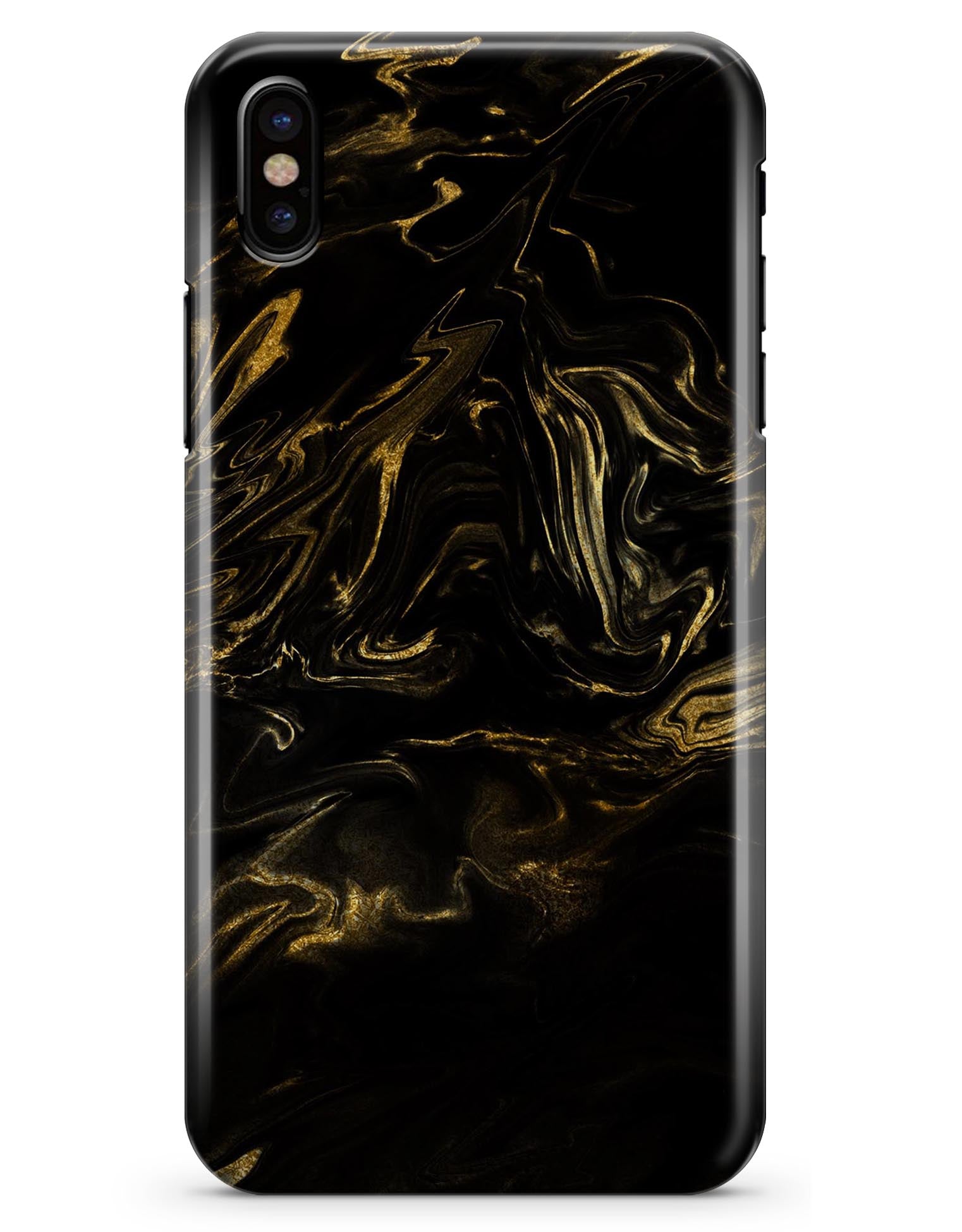Black & Gold Marble Swirl V4 - Durable iPhone X Ten Hard Case Top ...
