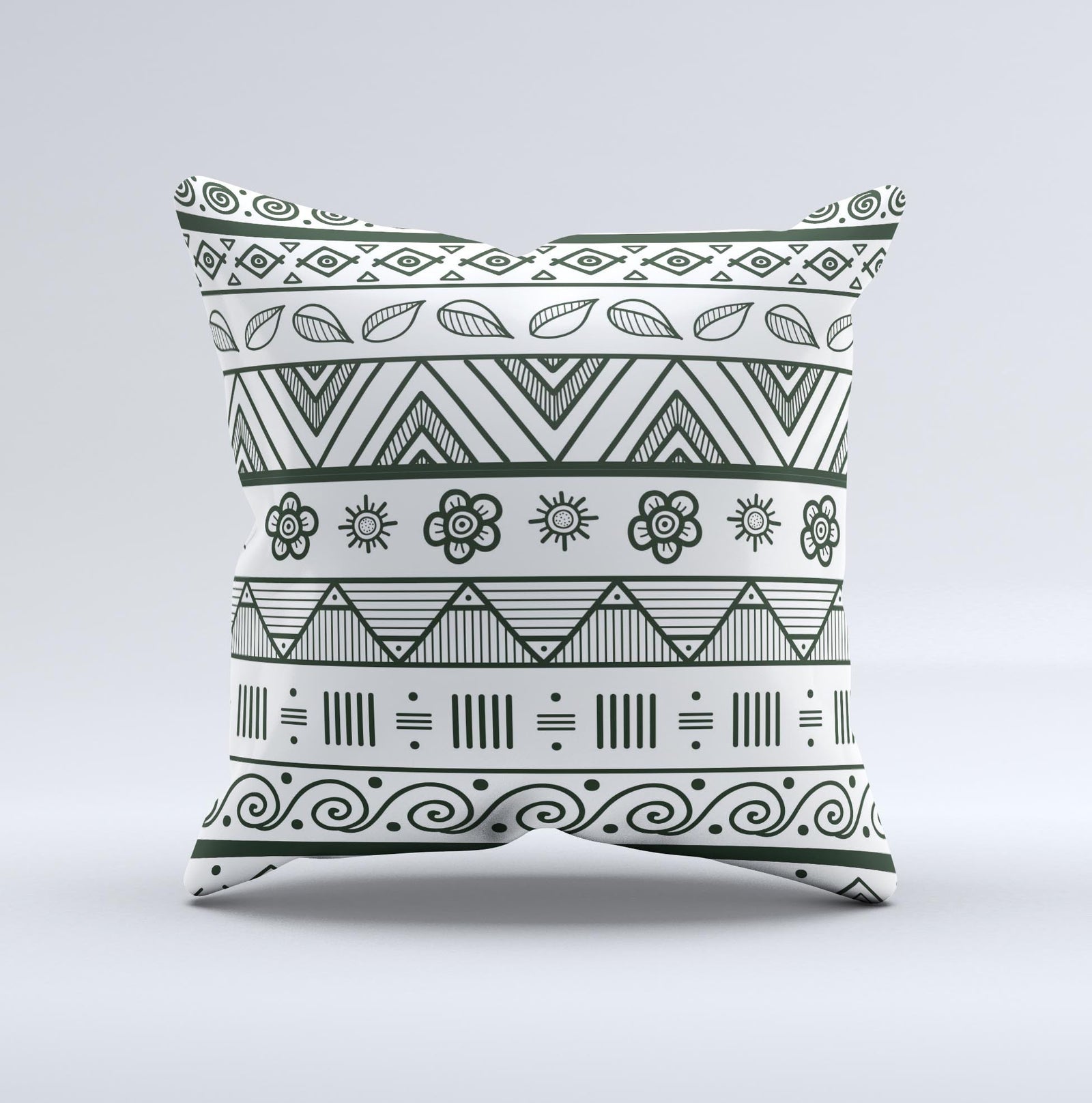 Black White Floral Aztec Pattern ink-Fuzed Decorative Throw Pillow ...