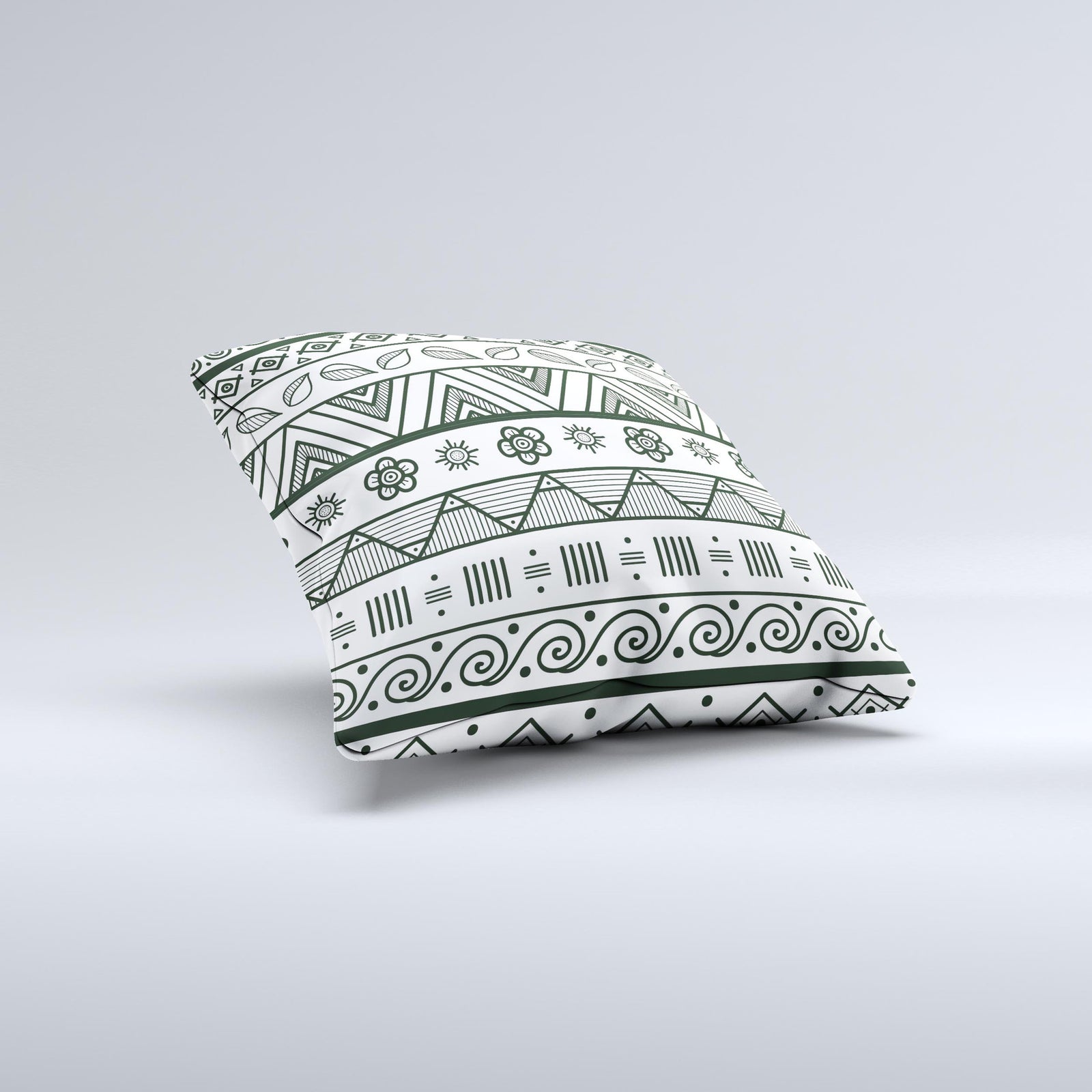 Black White Floral Aztec Pattern ink-Fuzed Decorative Throw Pillow ...