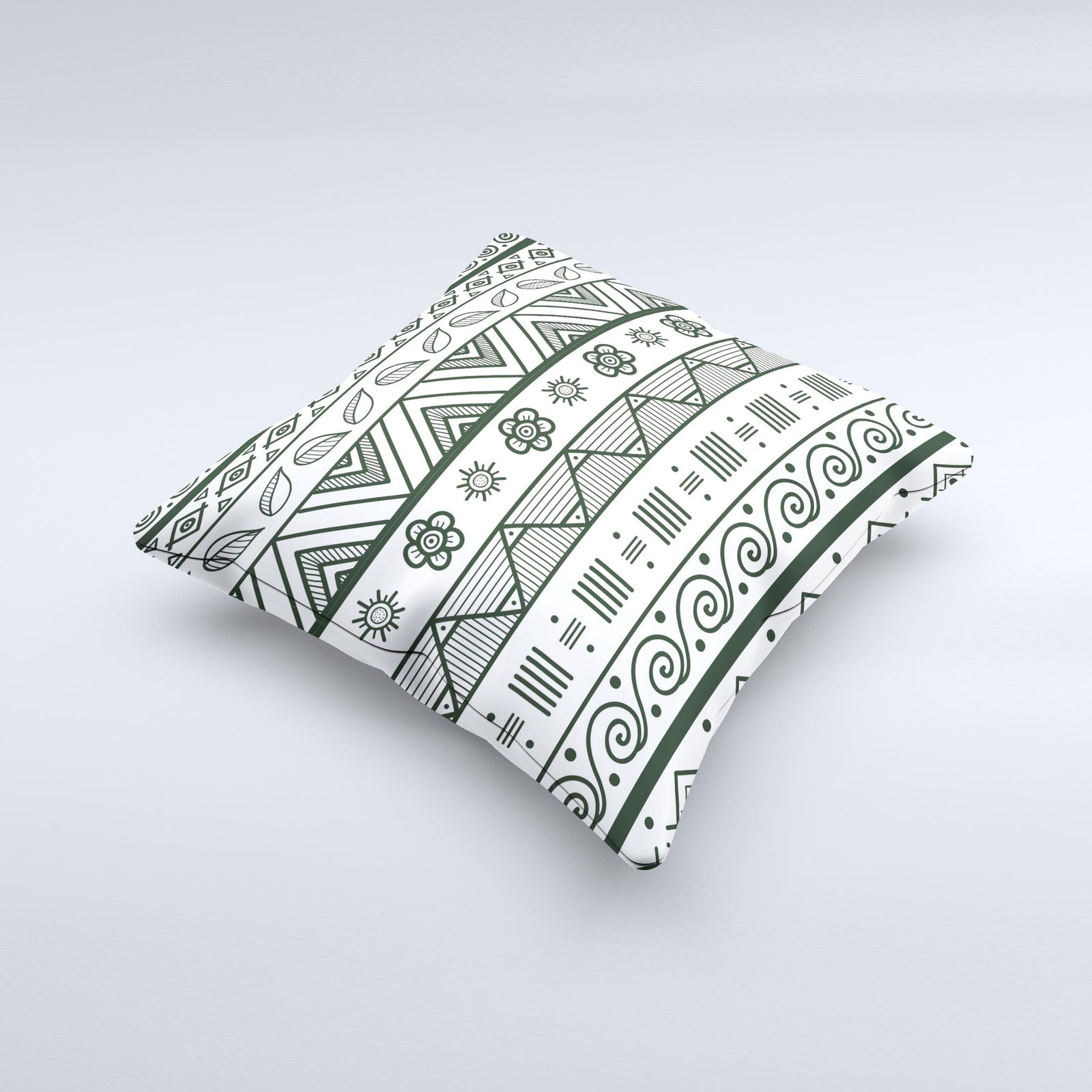 Black White Floral Aztec Pattern ink-Fuzed Decorative Throw Pillow ...