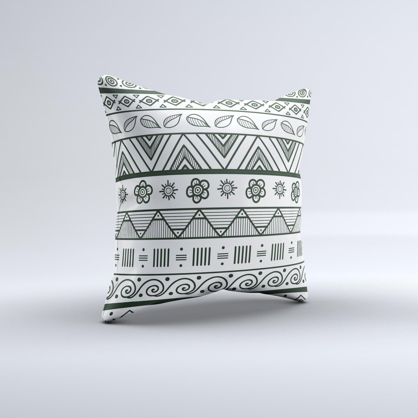 Black White Floral Aztec Pattern ink-Fuzed Decorative Throw Pillow ...