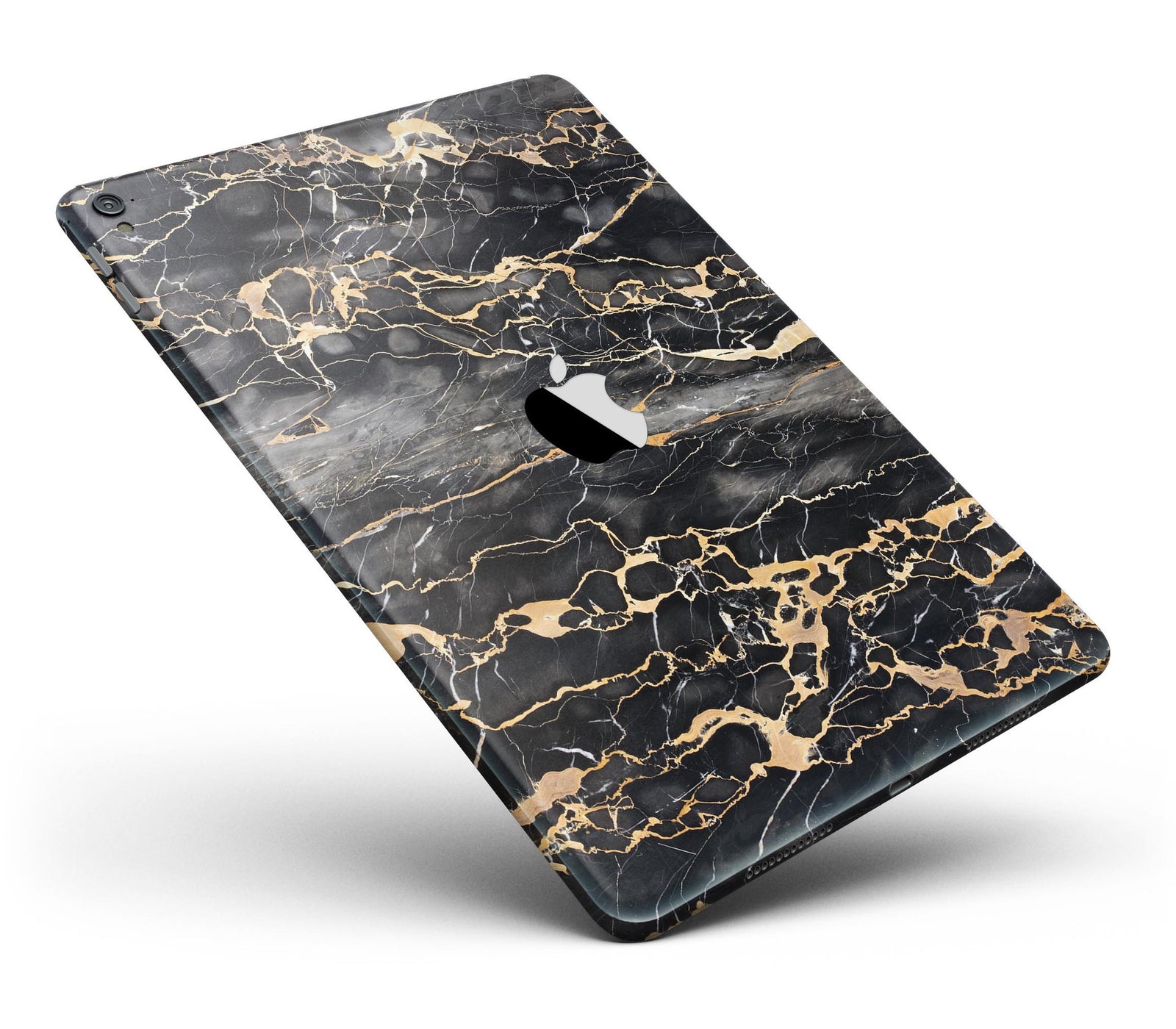Black and Gold Marble Surface Full Body Skin for the iPad Pro (12.9" o ...