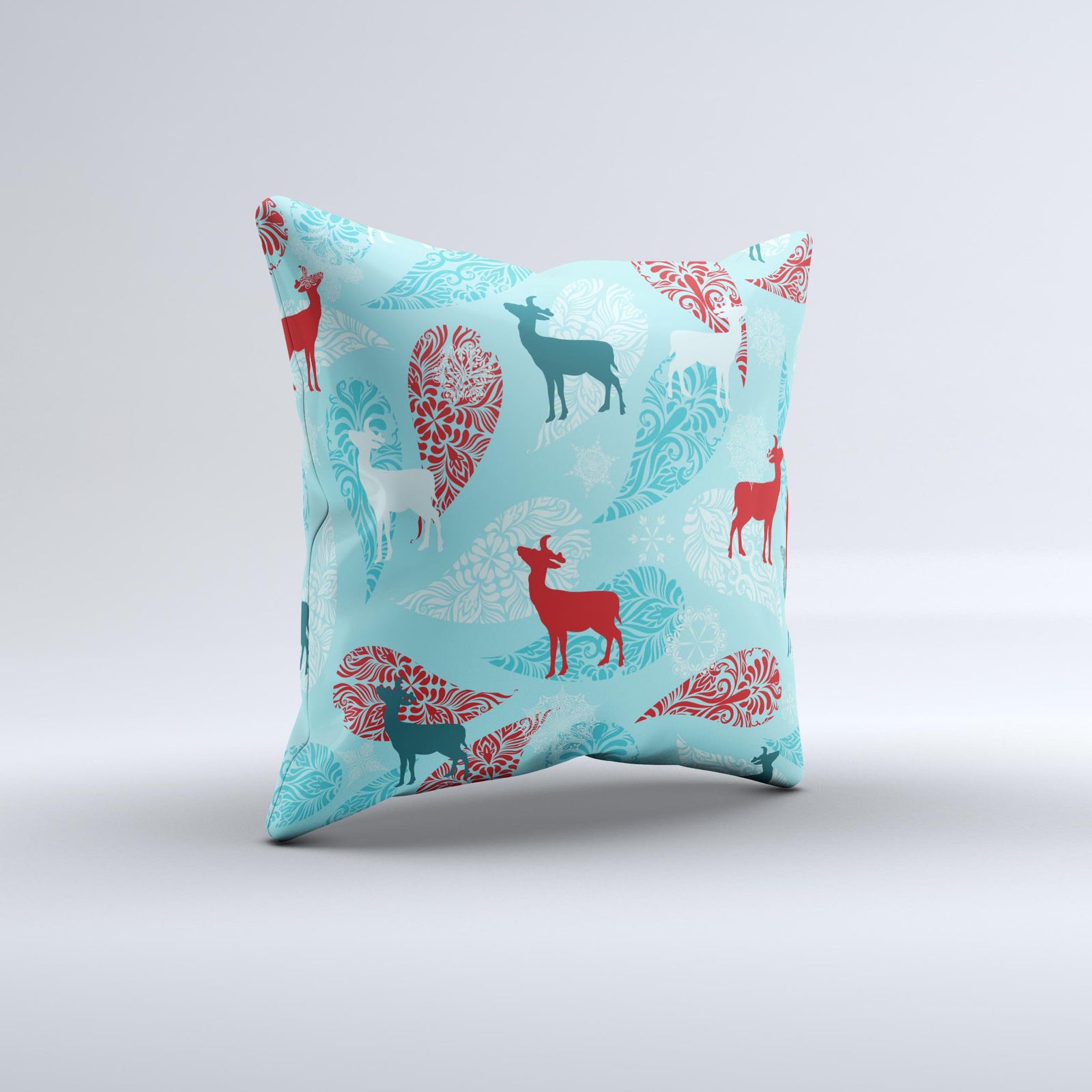 Blue Fun Colored Deer Vector Ink-Fuzed Decorative Throw Pillow ...