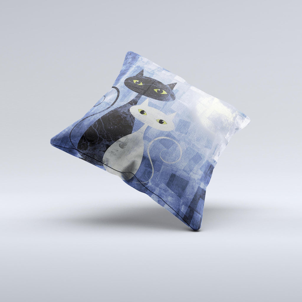 Blue Grungy Textured Cat Ink-Fuzed Decorative Throw Pillow – DesignSkinz