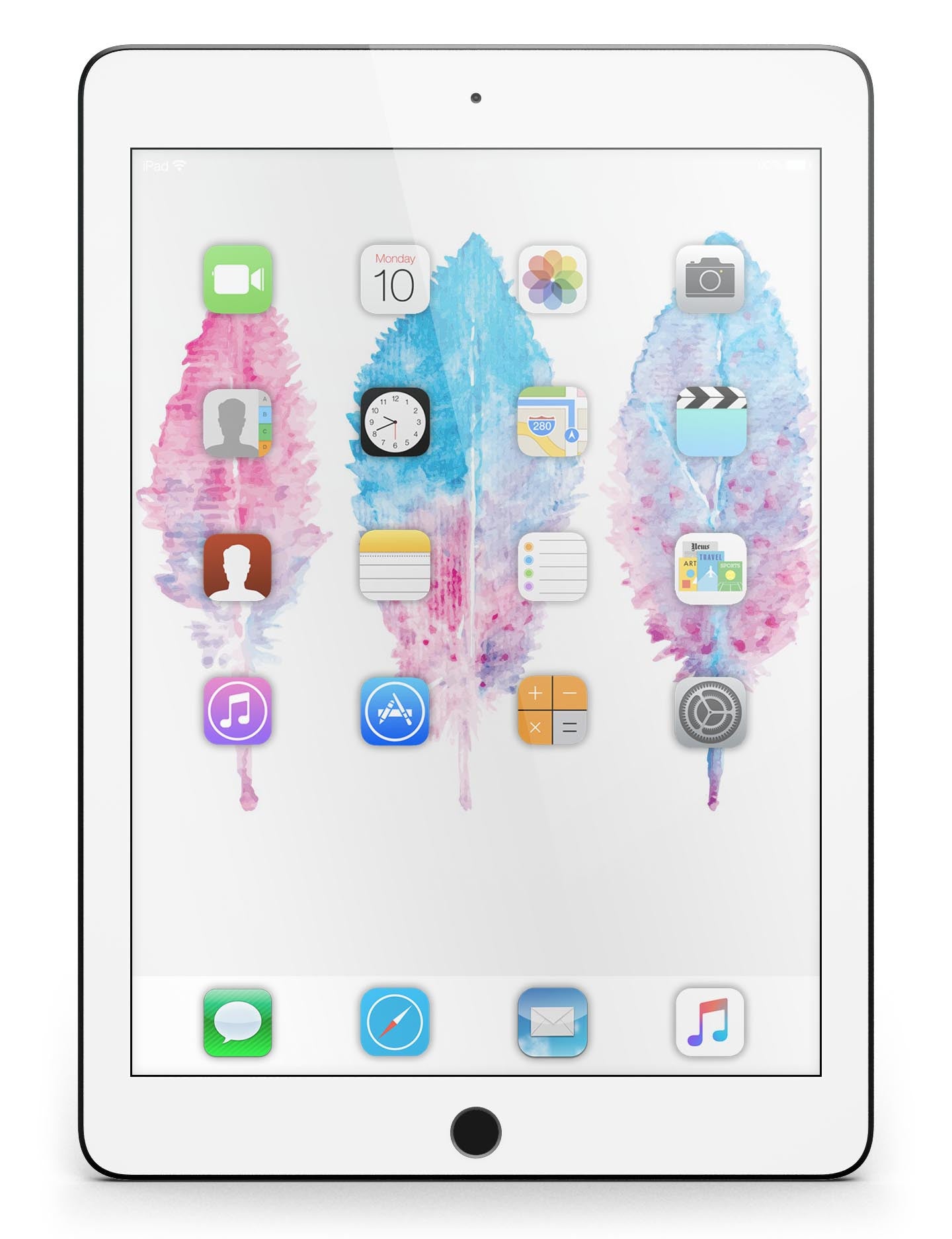 Blue & Pink Watercolor Feathers Full Body Skin for the iPad Pro (12.9 ...