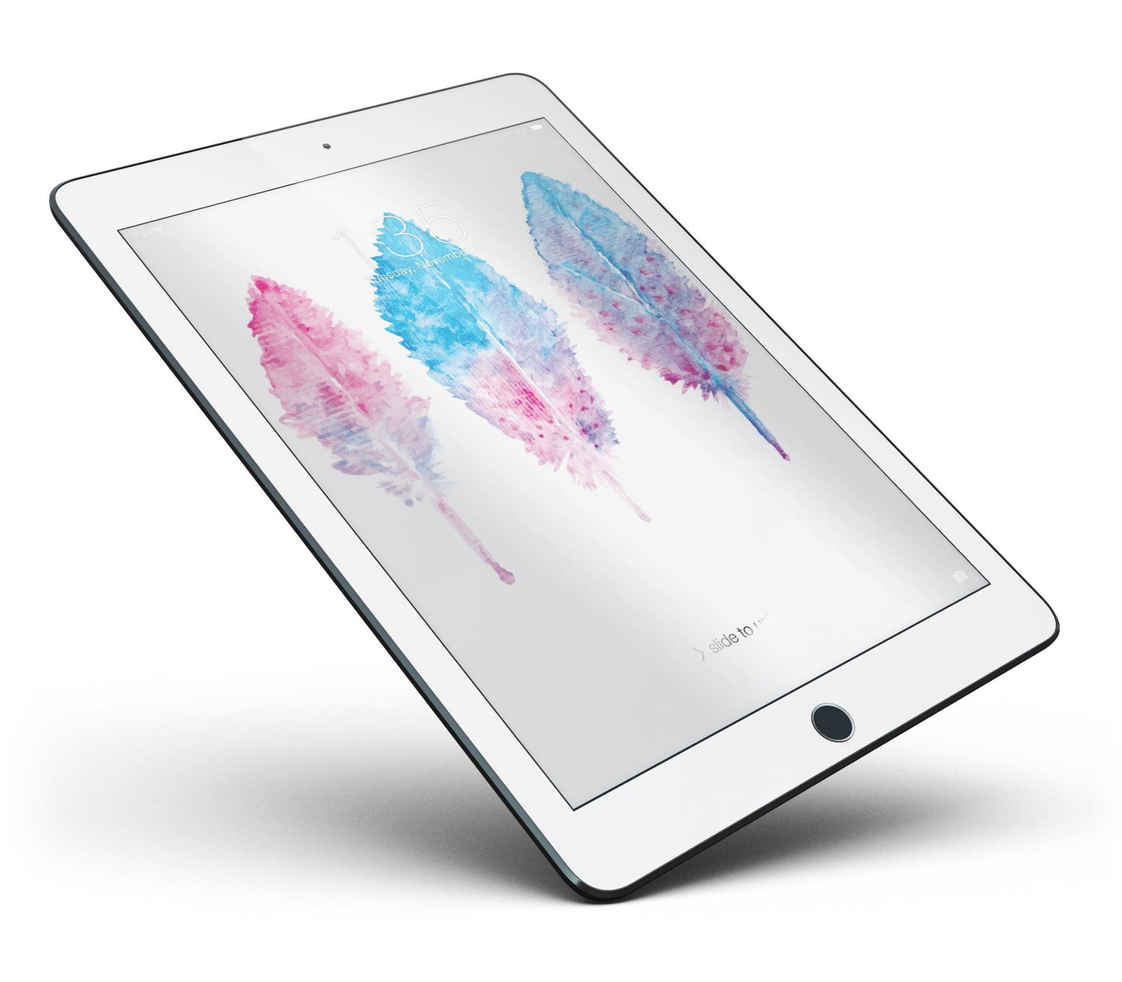 Blue & Pink Watercolor Feathers Full Body Skin for the iPad Pro (12.9 ...