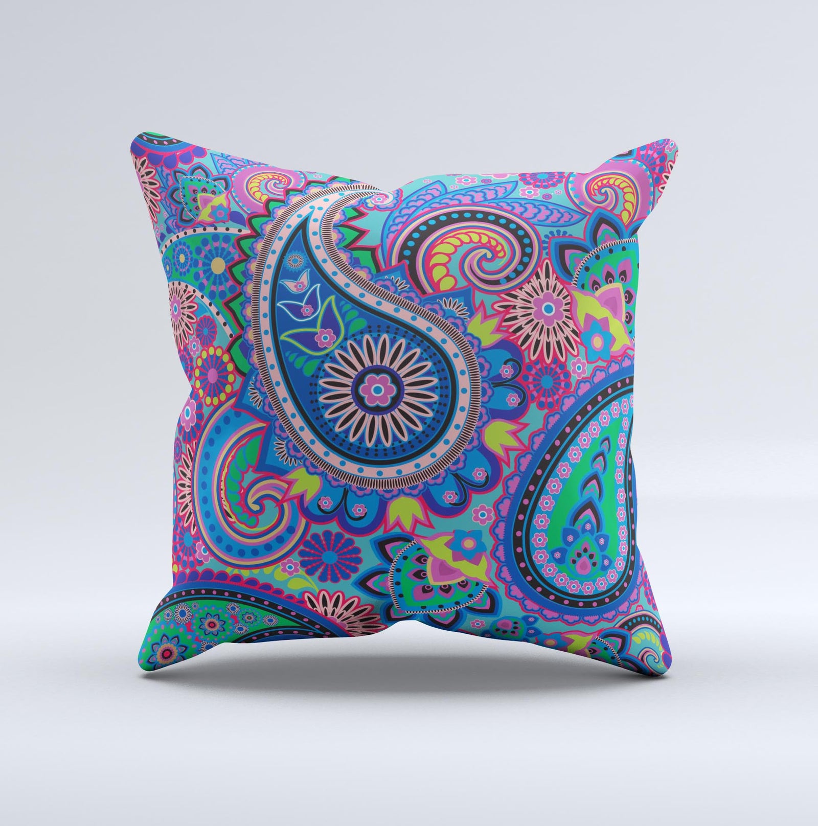 Bold Colorful Paisley Pattern ink-Fuzed Decorative Throw Pillow ...