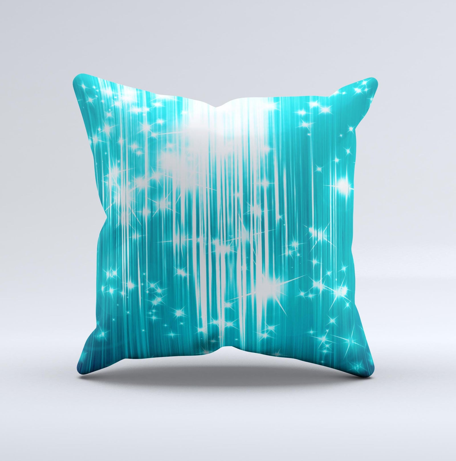 Bright Blue Glistening Streaks ink-Fuzed Decorative Throw Pillow ...