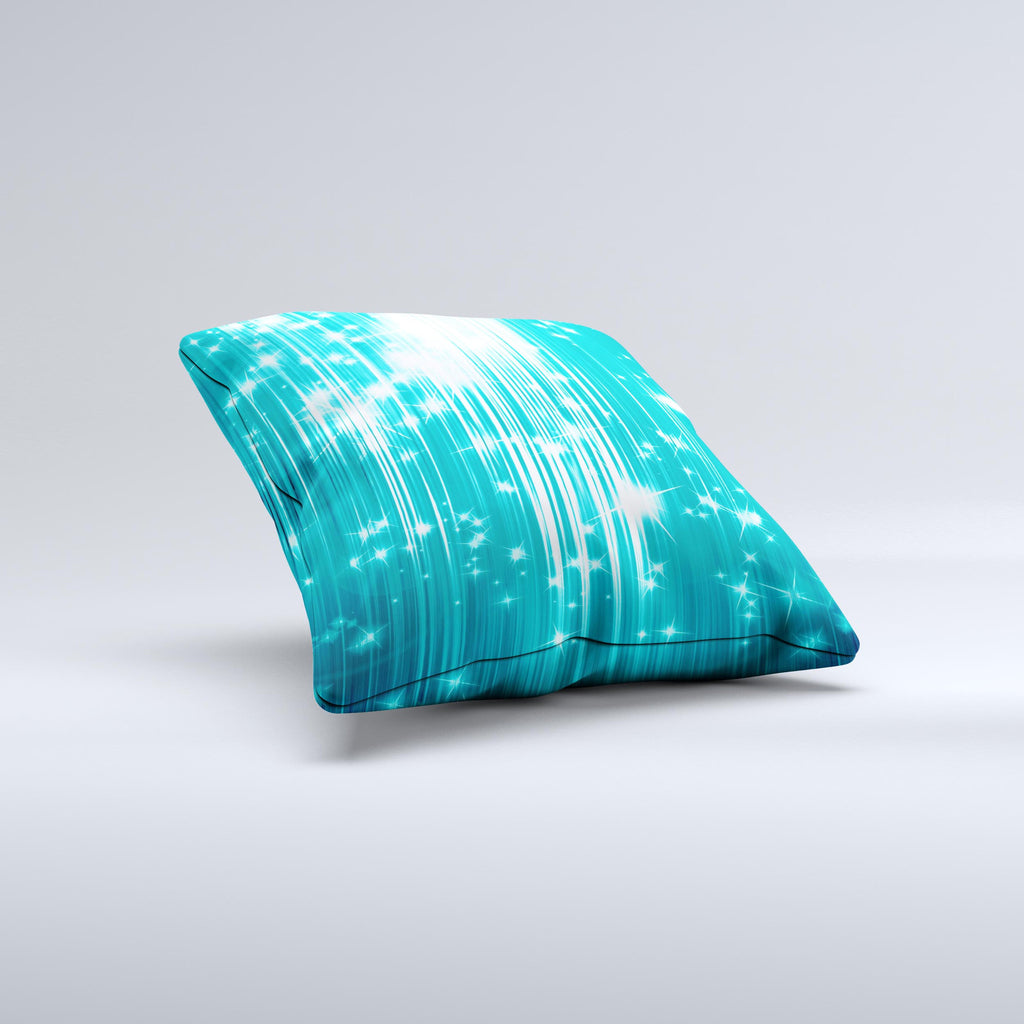 Bright Blue Glistening Streaks ink-Fuzed Decorative Throw Pillow ...