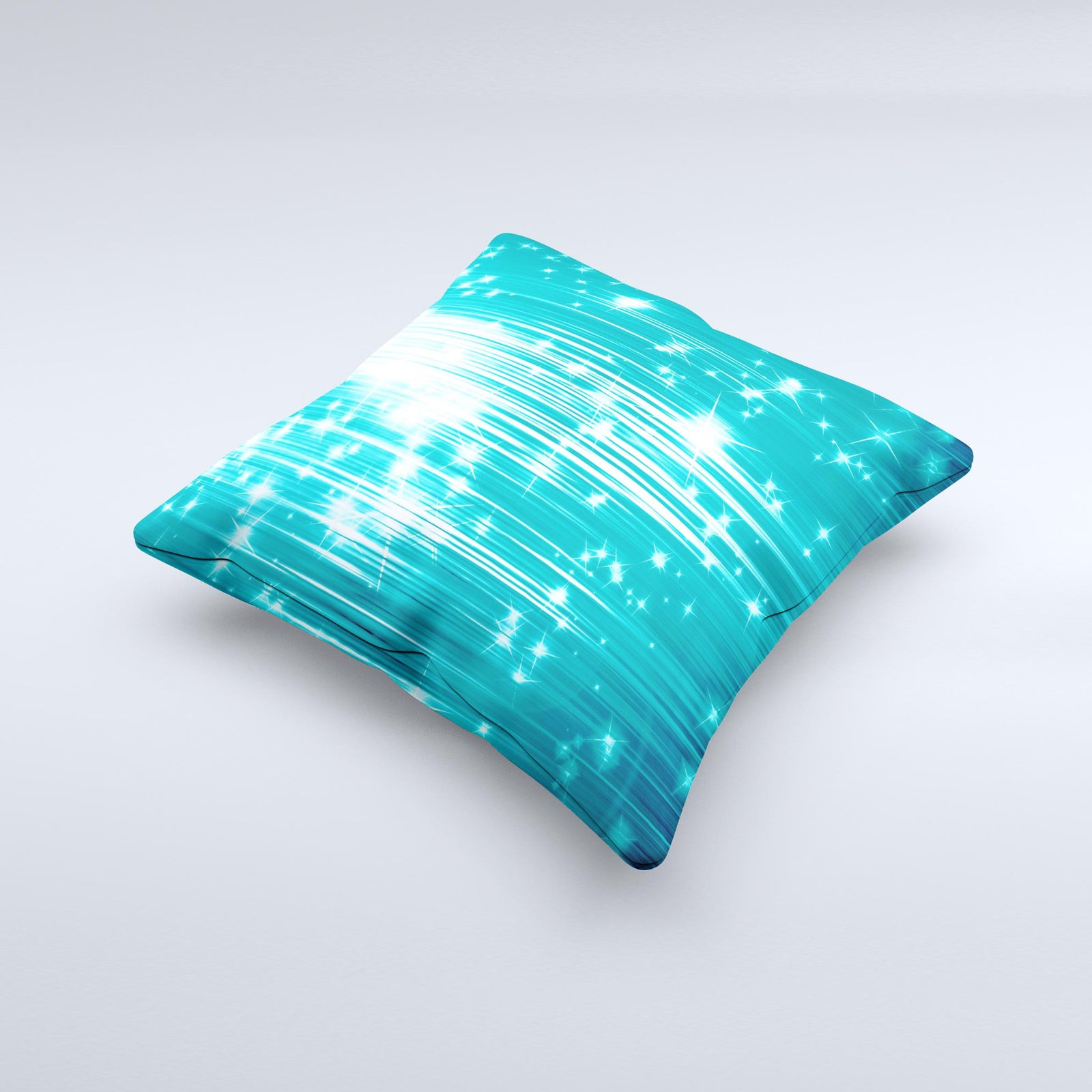 Bright Blue Glistening Streaks ink-Fuzed Decorative Throw Pillow ...