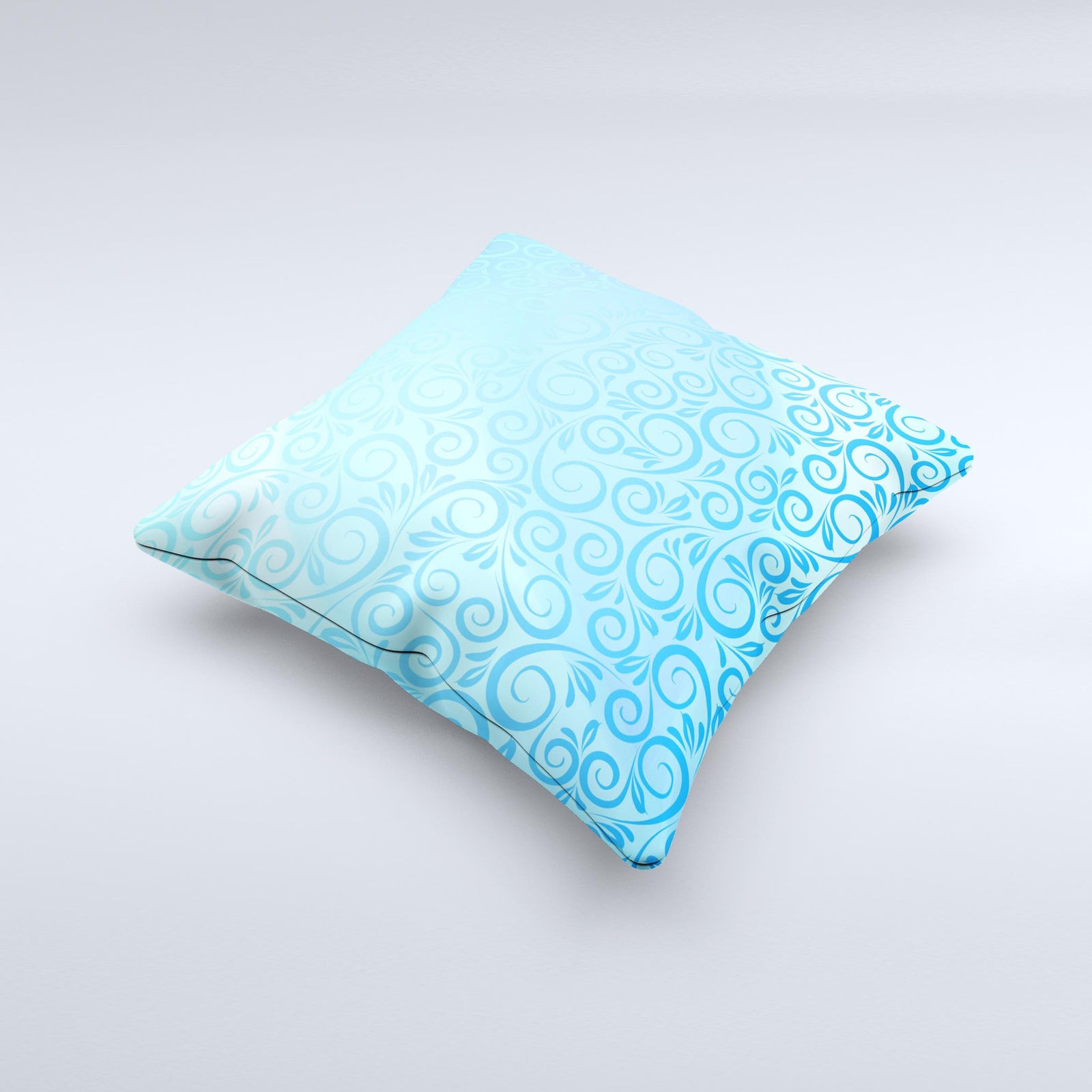 Bright Blue Vector Spiral Pattern ink-Fuzed Decorative Throw Pillow ...