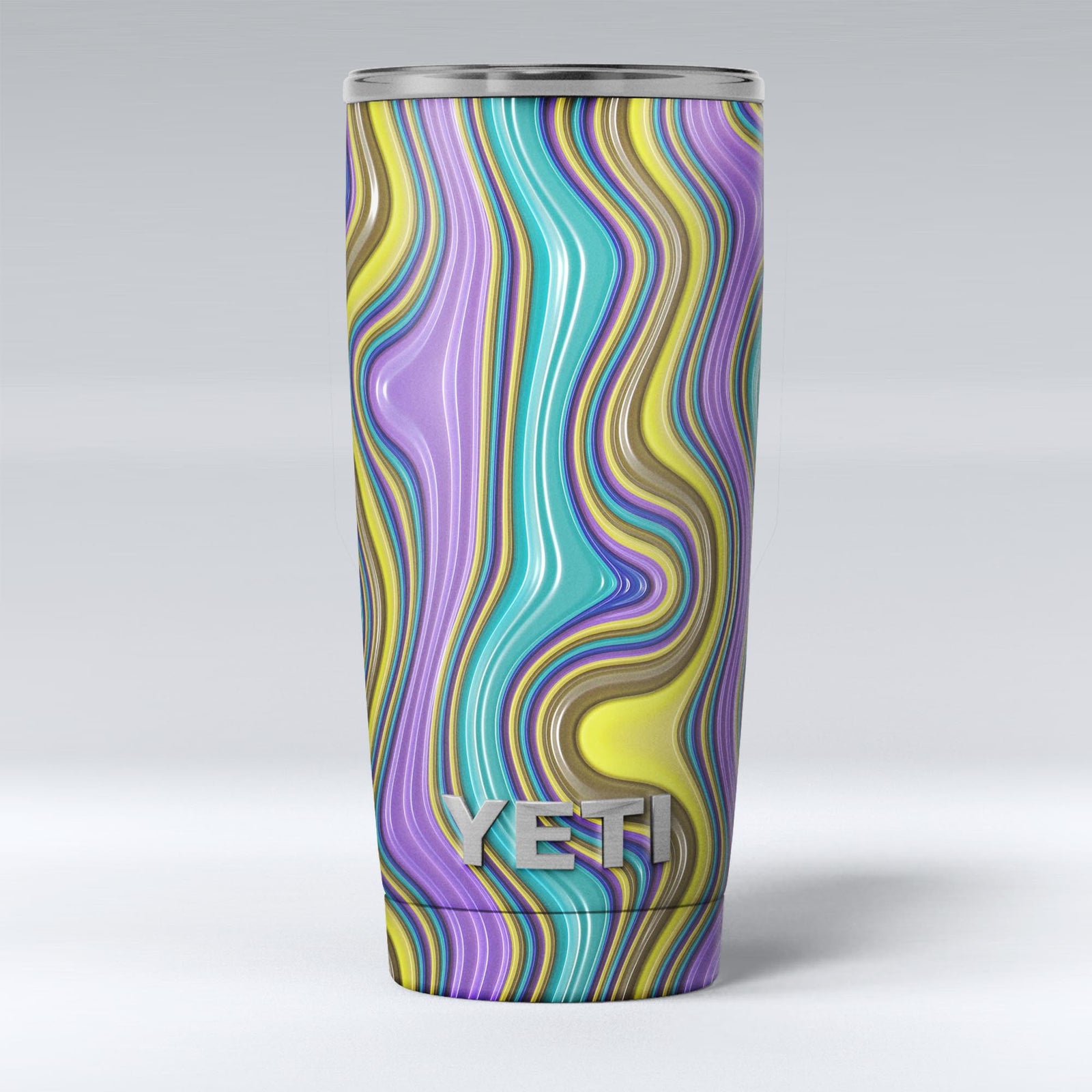 Bright Purple Teal and Mustard Yellow Color Waves - Skin Decal Vinyl W ...