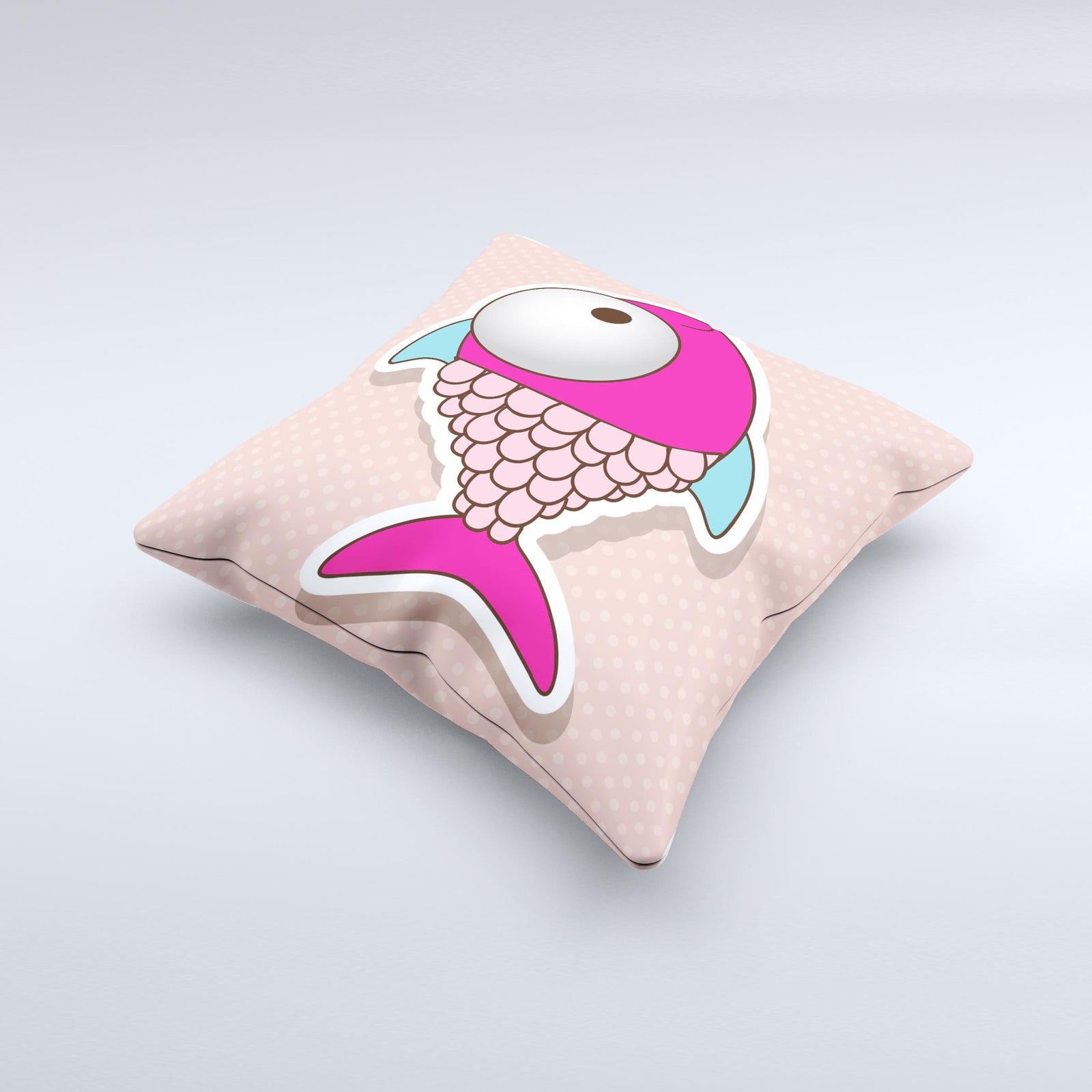 Colorful Vector Big-Eyed Fish ink-Fuzed Decorative Throw Pillow ...
