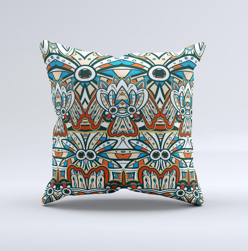 Decorative Blue & Red Aztec Pattern ink-Fuzed Decorative Throw Pillow ...