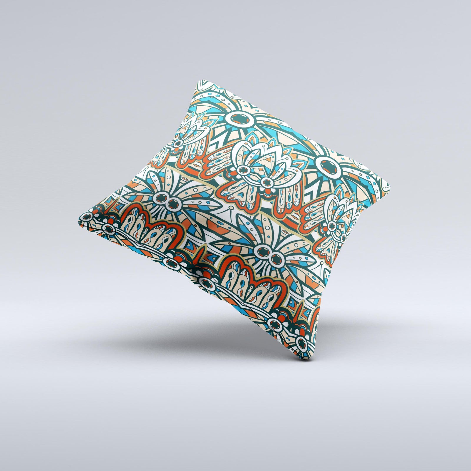Decorative Blue & Red Aztec Pattern ink-Fuzed Decorative Throw Pillow ...