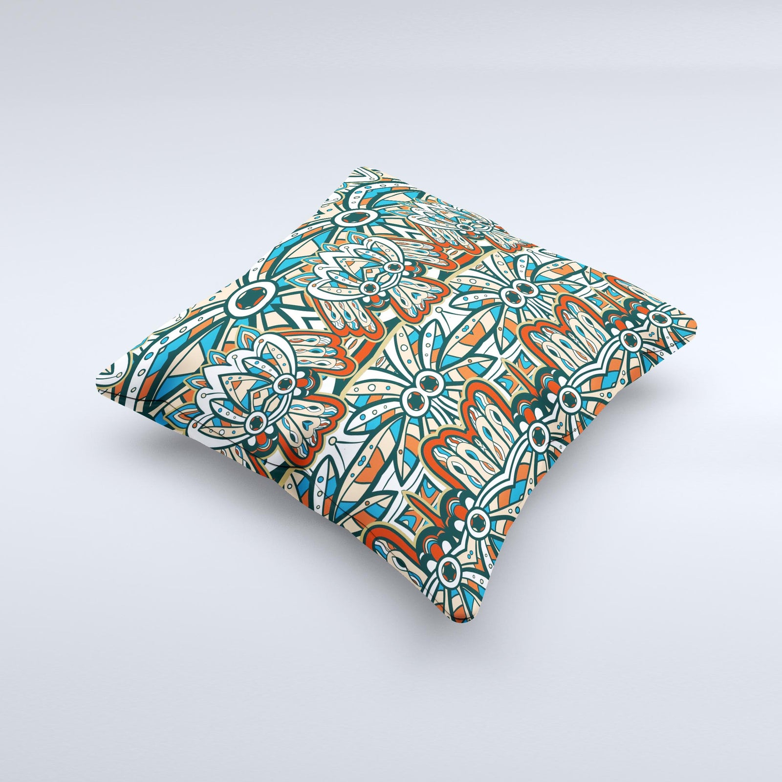 Decorative Blue & Red Aztec Pattern ink-Fuzed Decorative Throw Pillow ...
