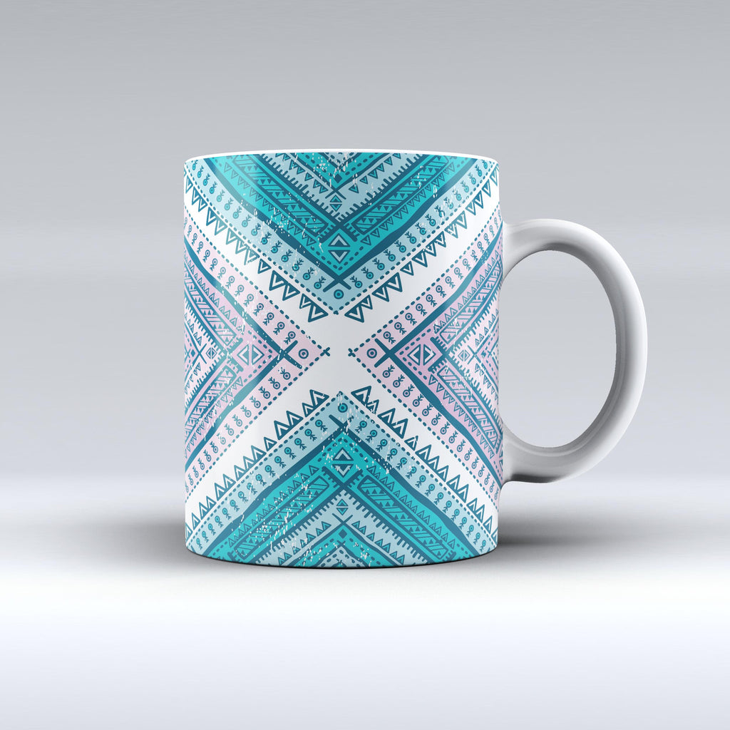 The Ethnic Aztec Blue and Pink Point ink-Fuzed Ceramic Coffee Mug ...