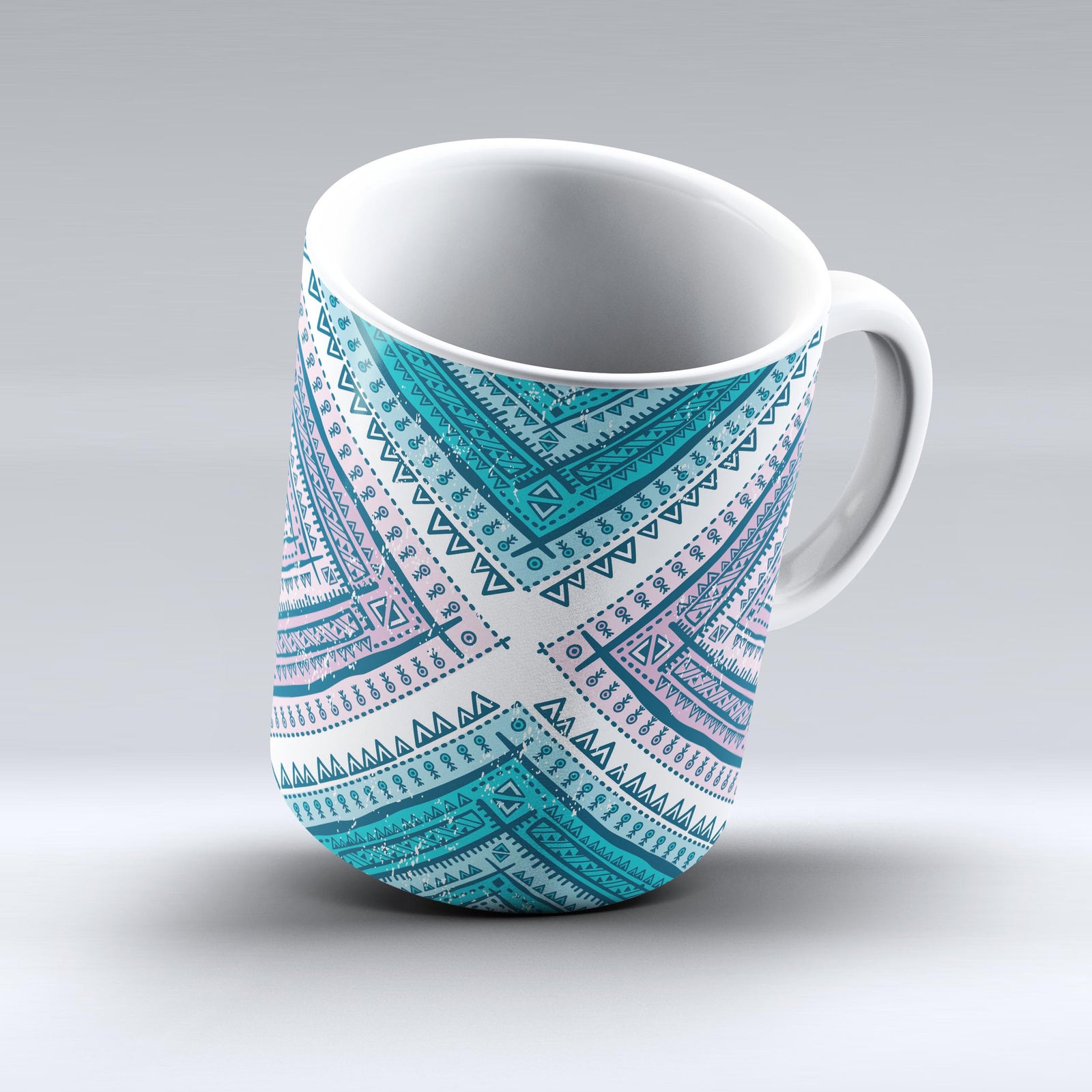 The Ethnic Aztec Blue and Pink Point ink-Fuzed Ceramic Coffee Mug ...
