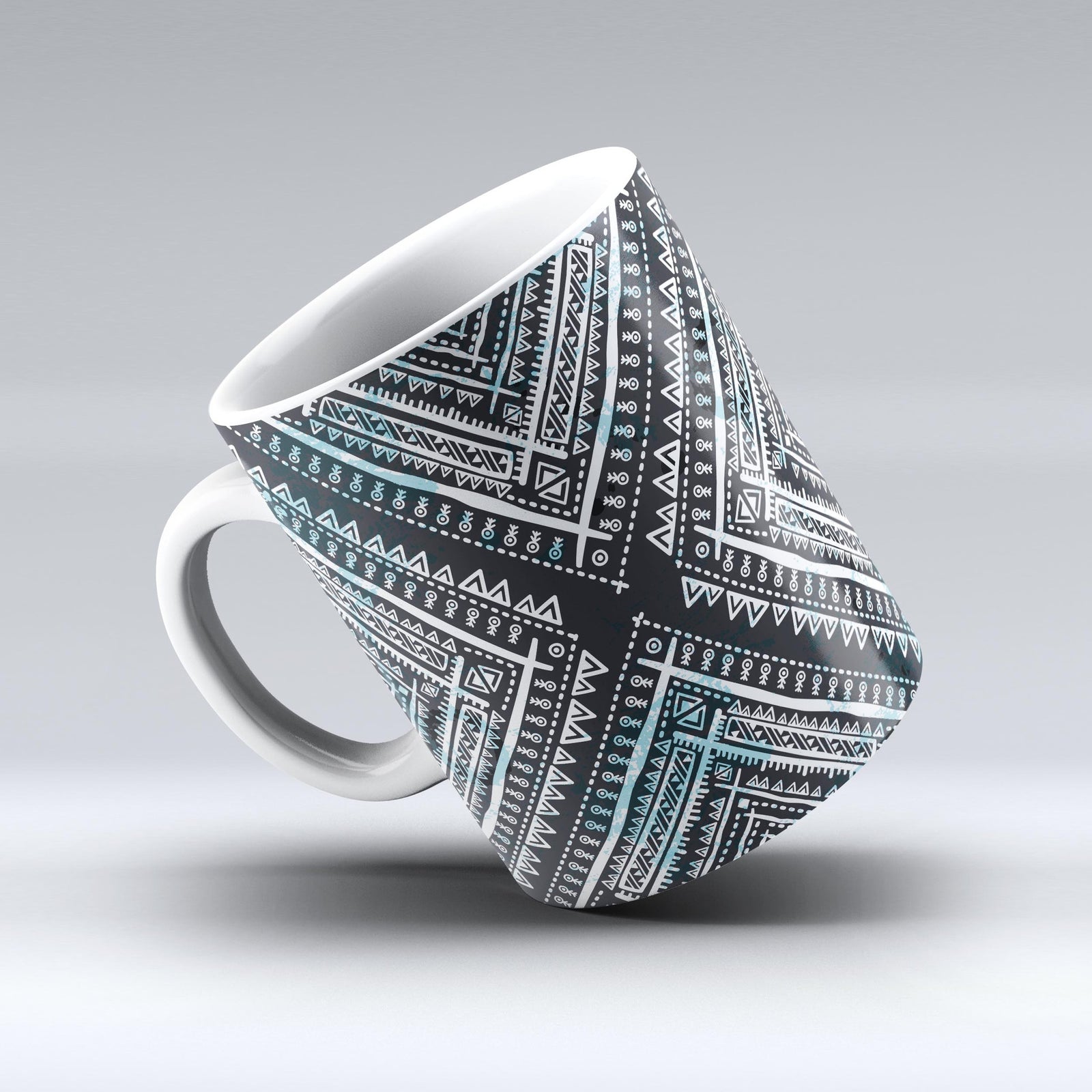 The Ethnic Aztec Navy Point ink-Fuzed Ceramic Coffee Mug – DesignSkinz
