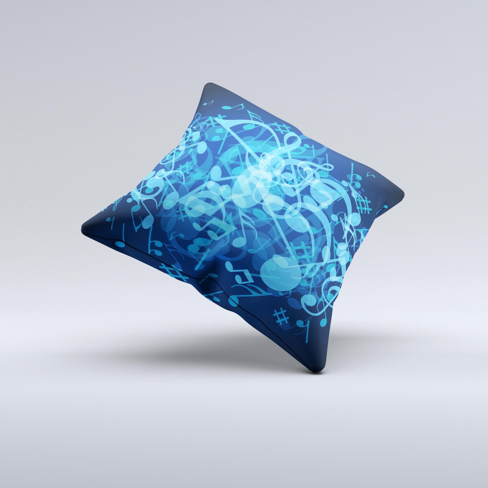 Glowing Blue Music Notes Ink-Fuzed Decorative Throw Pillow – DesignSkinz