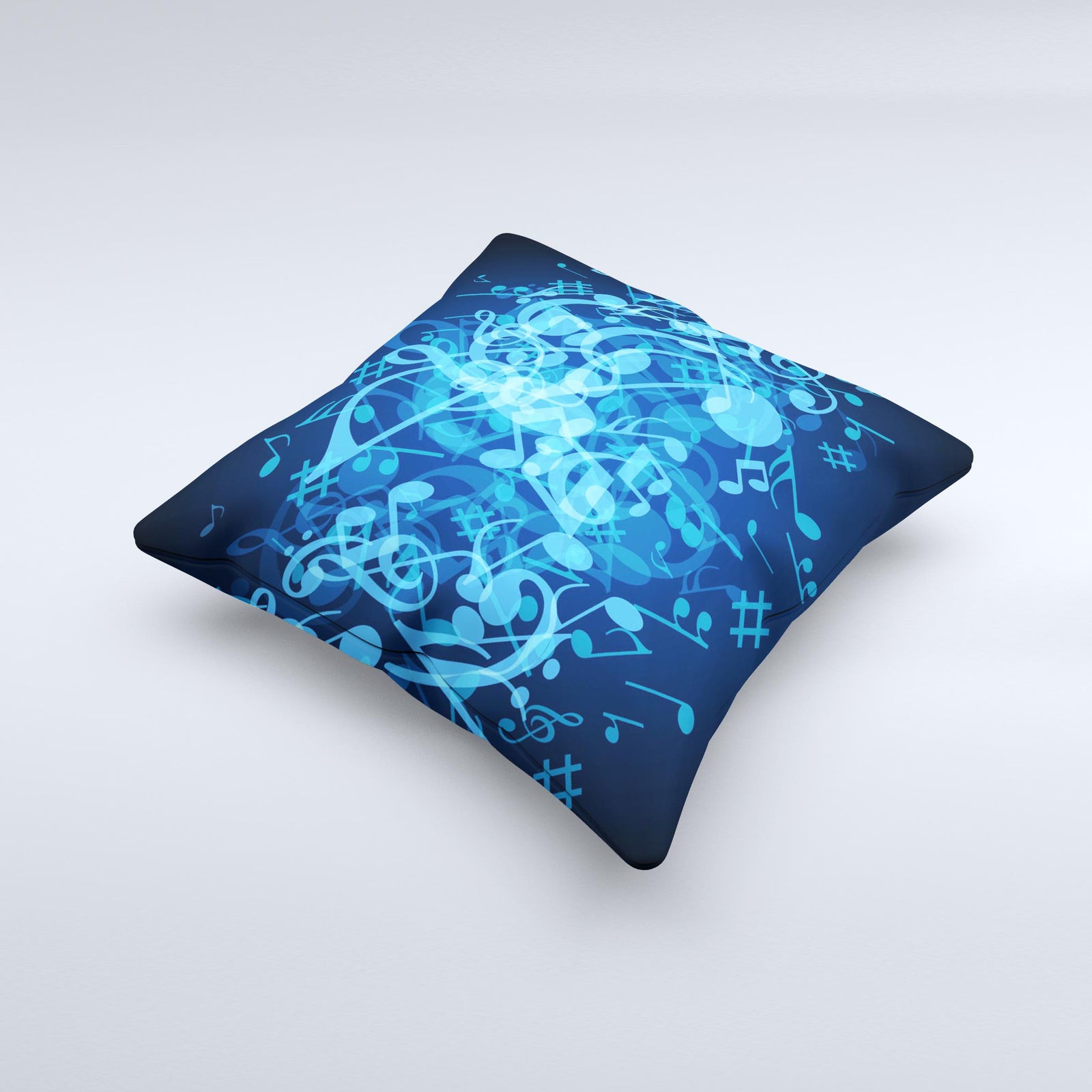 Glowing Blue Music Notes Ink-Fuzed Decorative Throw Pillow – DesignSkinz