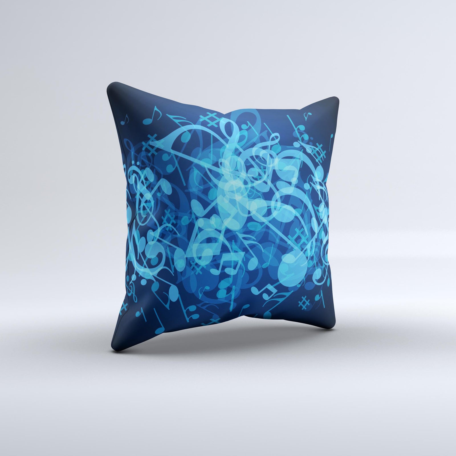 Glowing Blue Music Notes Ink-Fuzed Decorative Throw Pillow – DesignSkinz