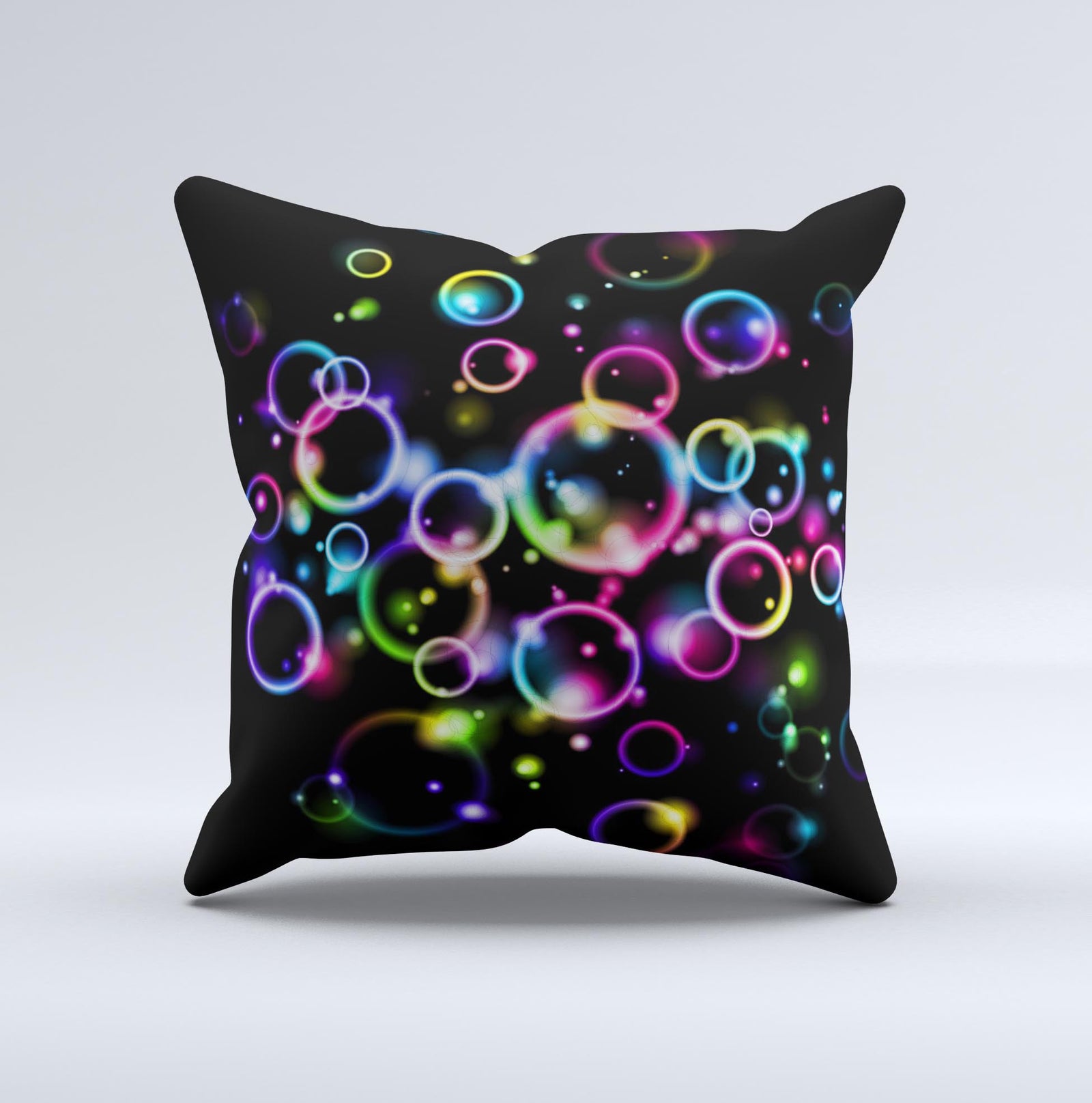 Glowing Neon Bubbles Ink-Fuzed Decorative Throw Pillow – DesignSkinz