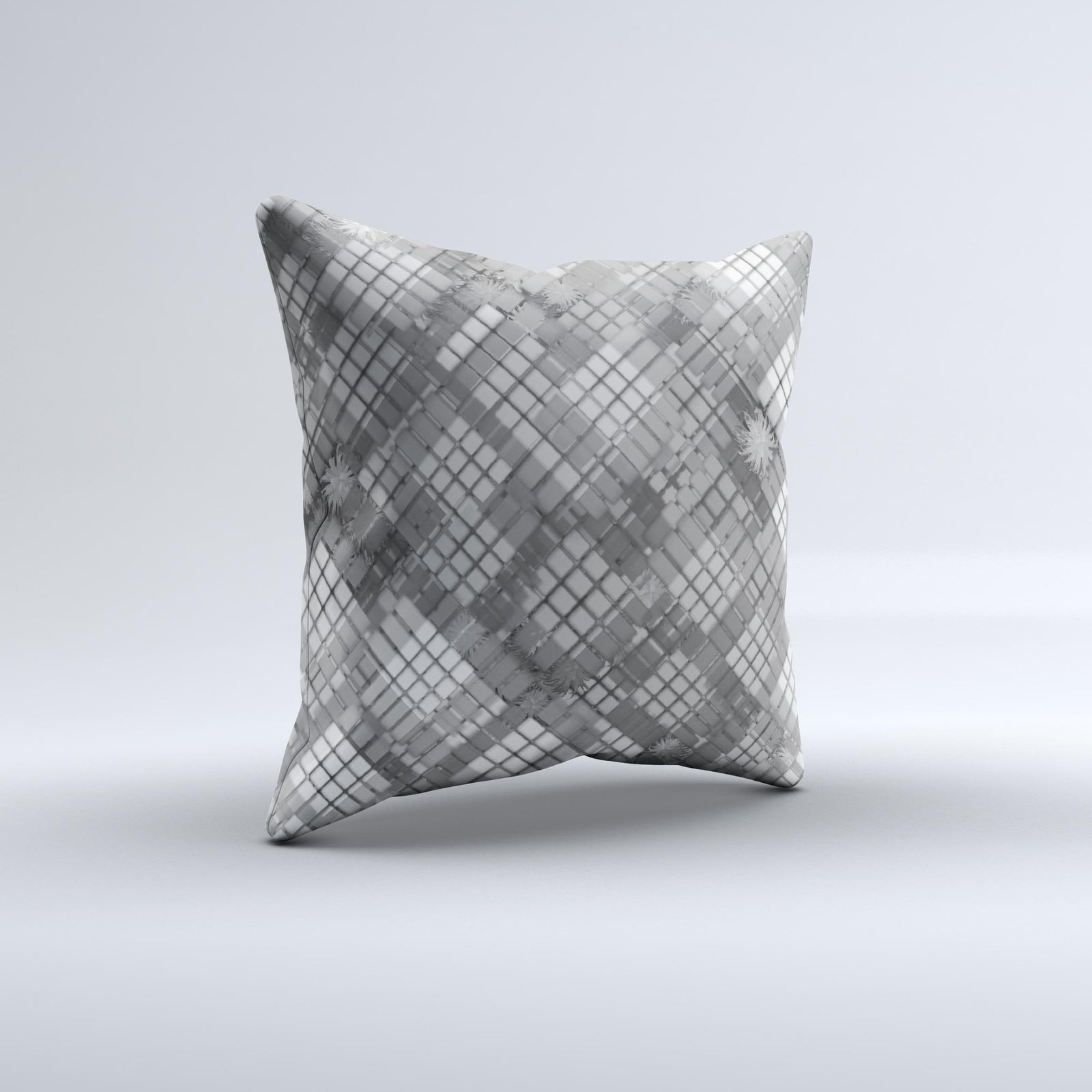 Grayscale Layer Checkered Pattern ink-Fuzed Decorative Throw Pillow ...