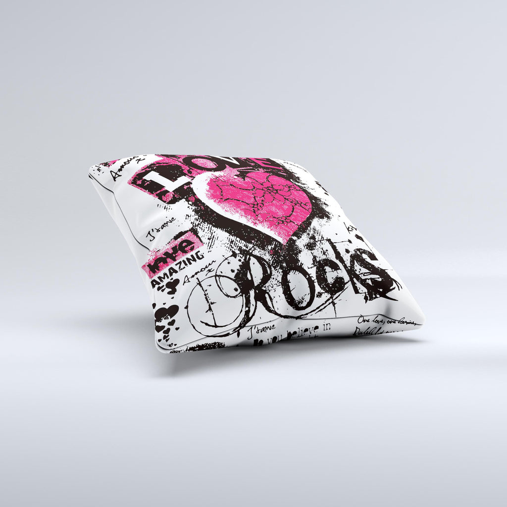 Grunge Love Rocks Ink-Fuzed Decorative Throw Pillow – DesignSkinz