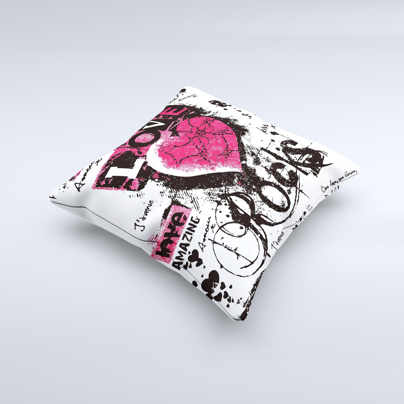 Grunge Love Rocks Ink-Fuzed Decorative Throw Pillow – DesignSkinz