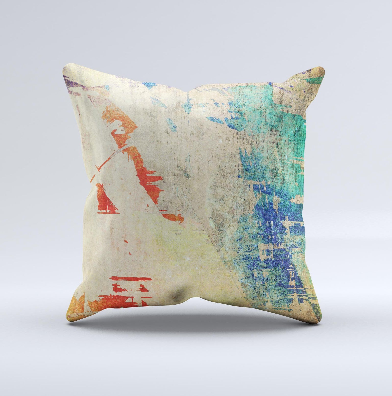 Grunge Multicolor Textured Surface Ink-Fuzed Decorative Throw Pillow ...