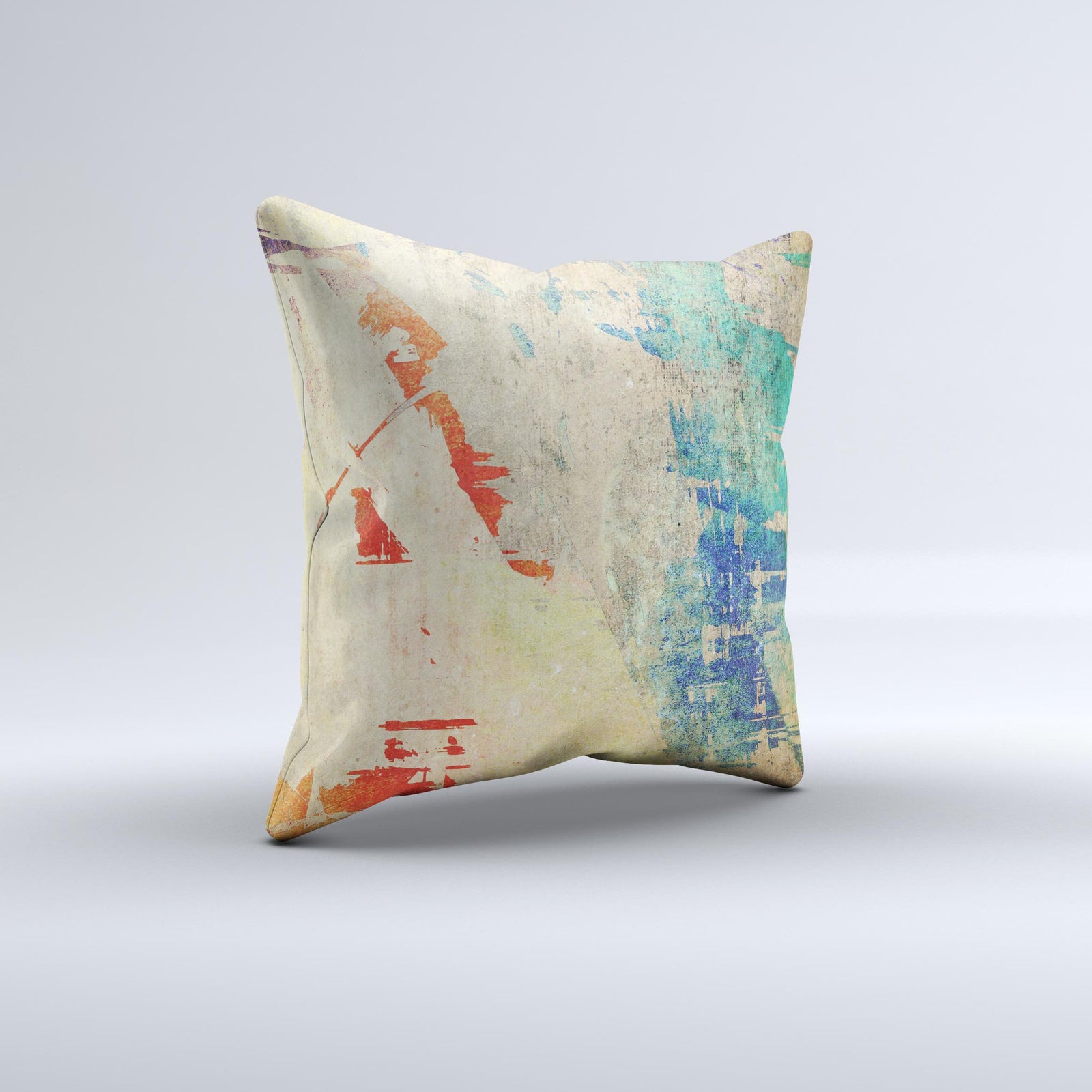 Grunge Multicolor Textured Surface Ink-Fuzed Decorative Throw Pillow ...