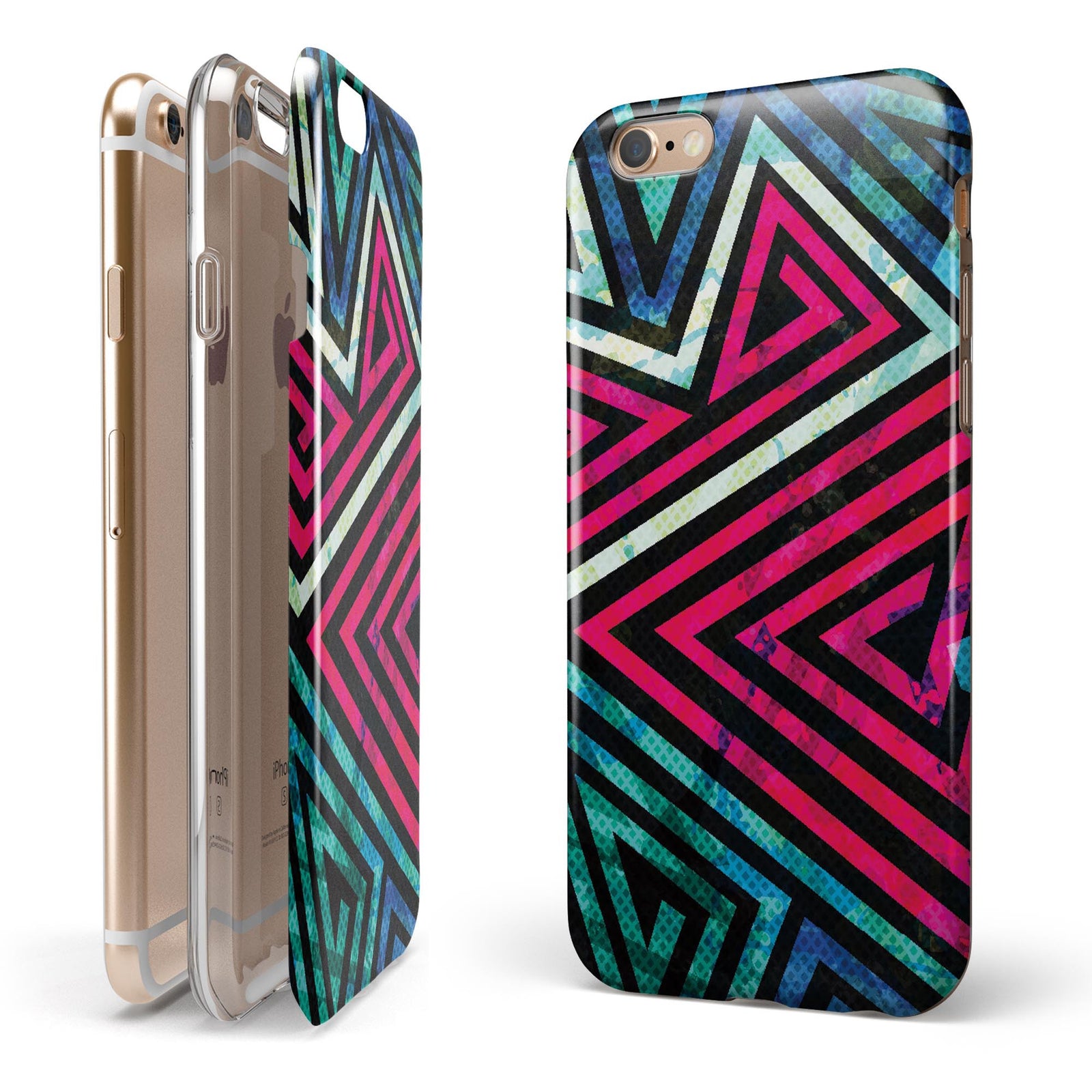 Grungy Neon Triangular Zig Zag Shapes iPhone 6/6s or 6/6s Plus 2-Piece ...