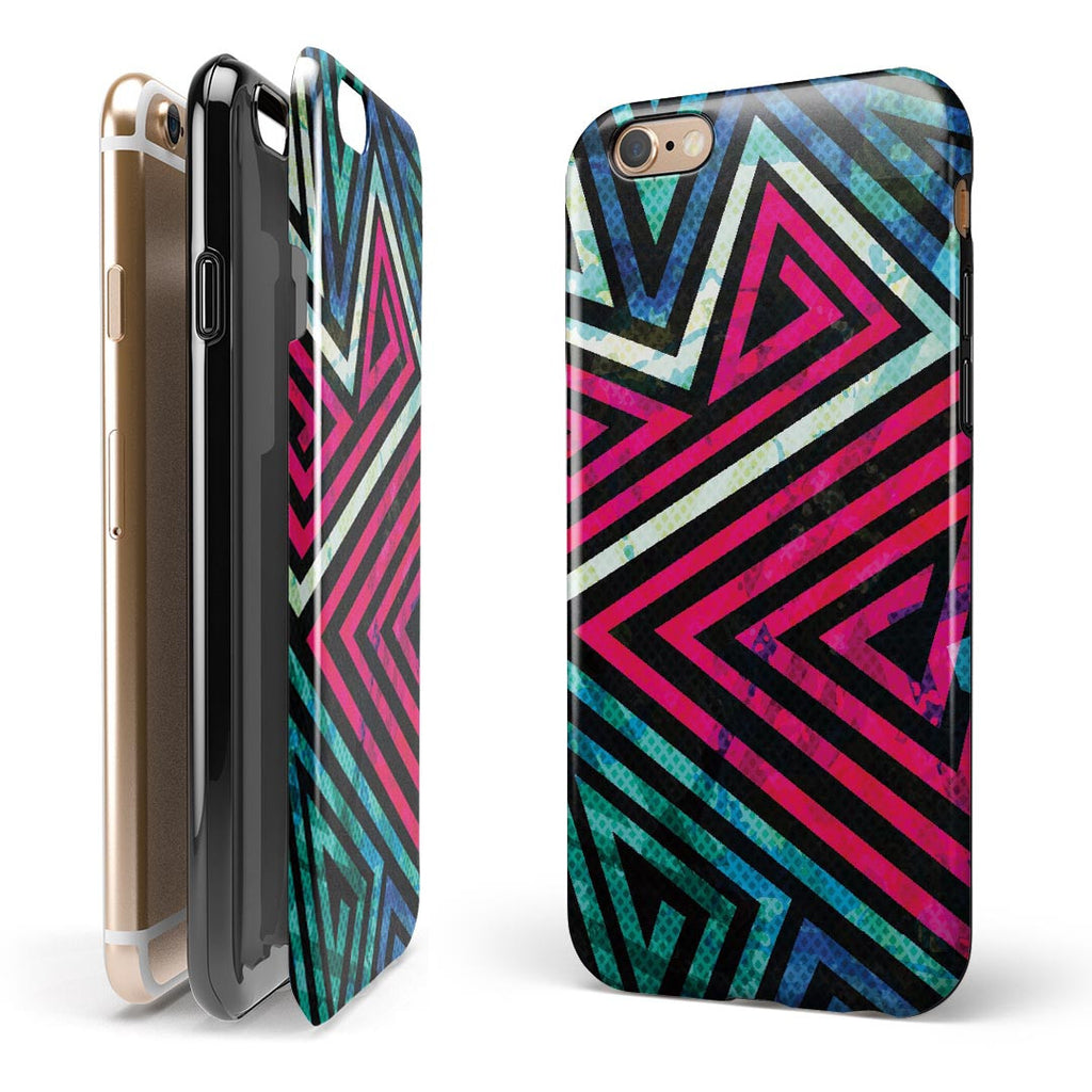 Grungy Neon Triangular Zig Zag Shapes iPhone 6/6s or 6/6s Plus 2-Piece ...