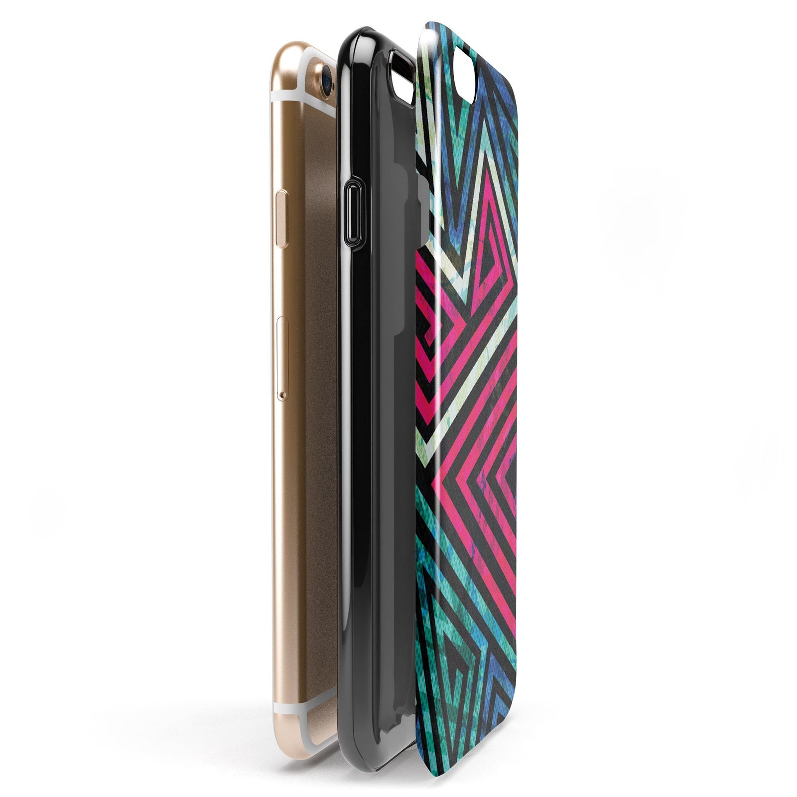 Grungy Neon Triangular Zig Zag Shapes iPhone 6/6s or 6/6s Plus 2-Piece ...