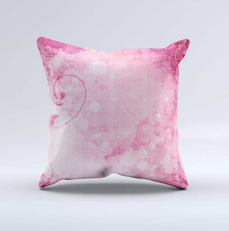 Grungy Pink Painted Swirl Pattern ink-Fuzed Decorative Throw Pillow ...