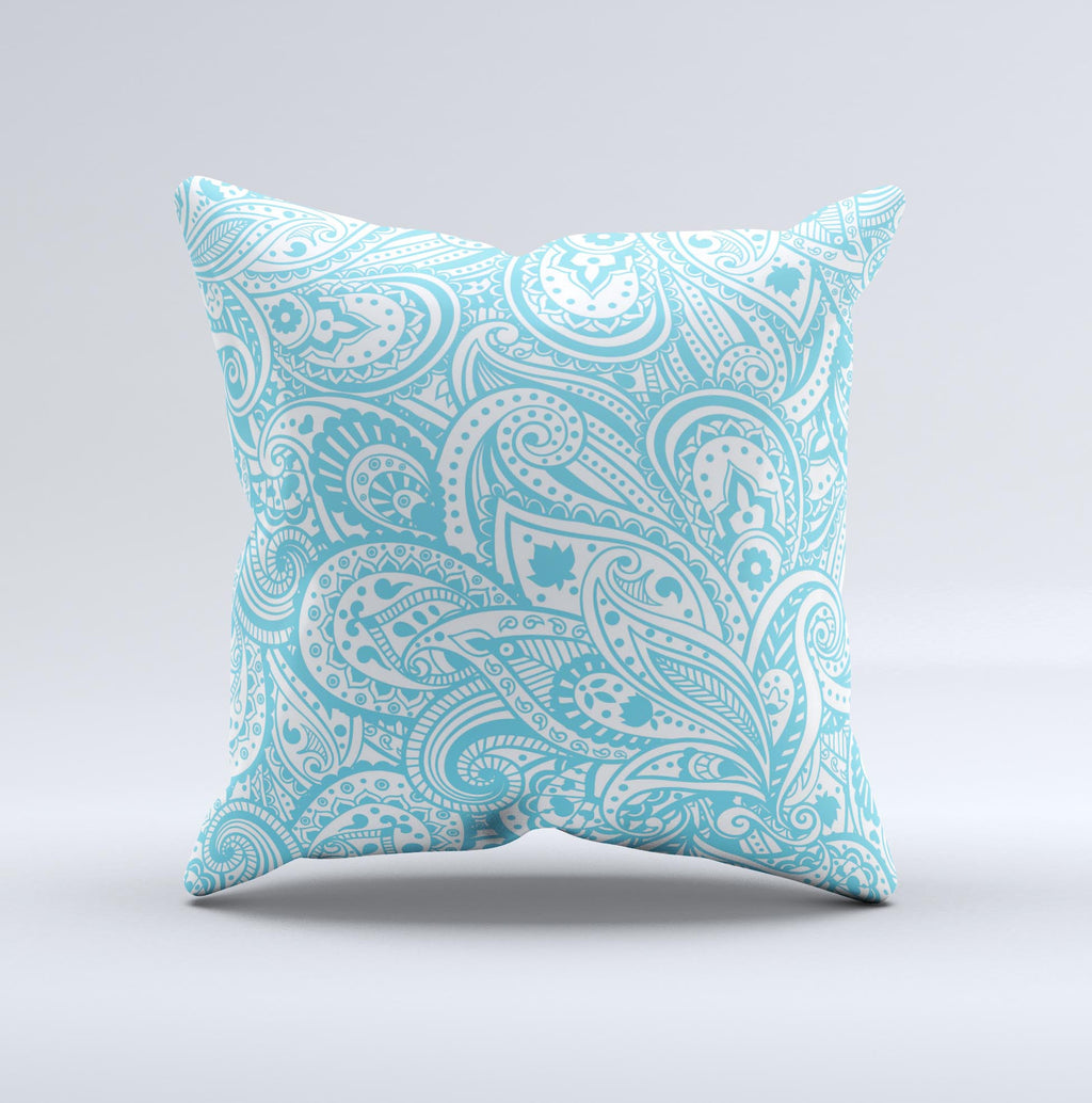 Light Blue Paisley Floral Pattern V3 ink-Fuzed Decorative Throw Pillow ...