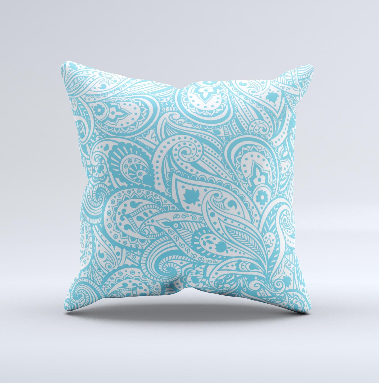 Light Blue Paisley Floral Pattern V3 ink-Fuzed Decorative Throw Pillow ...