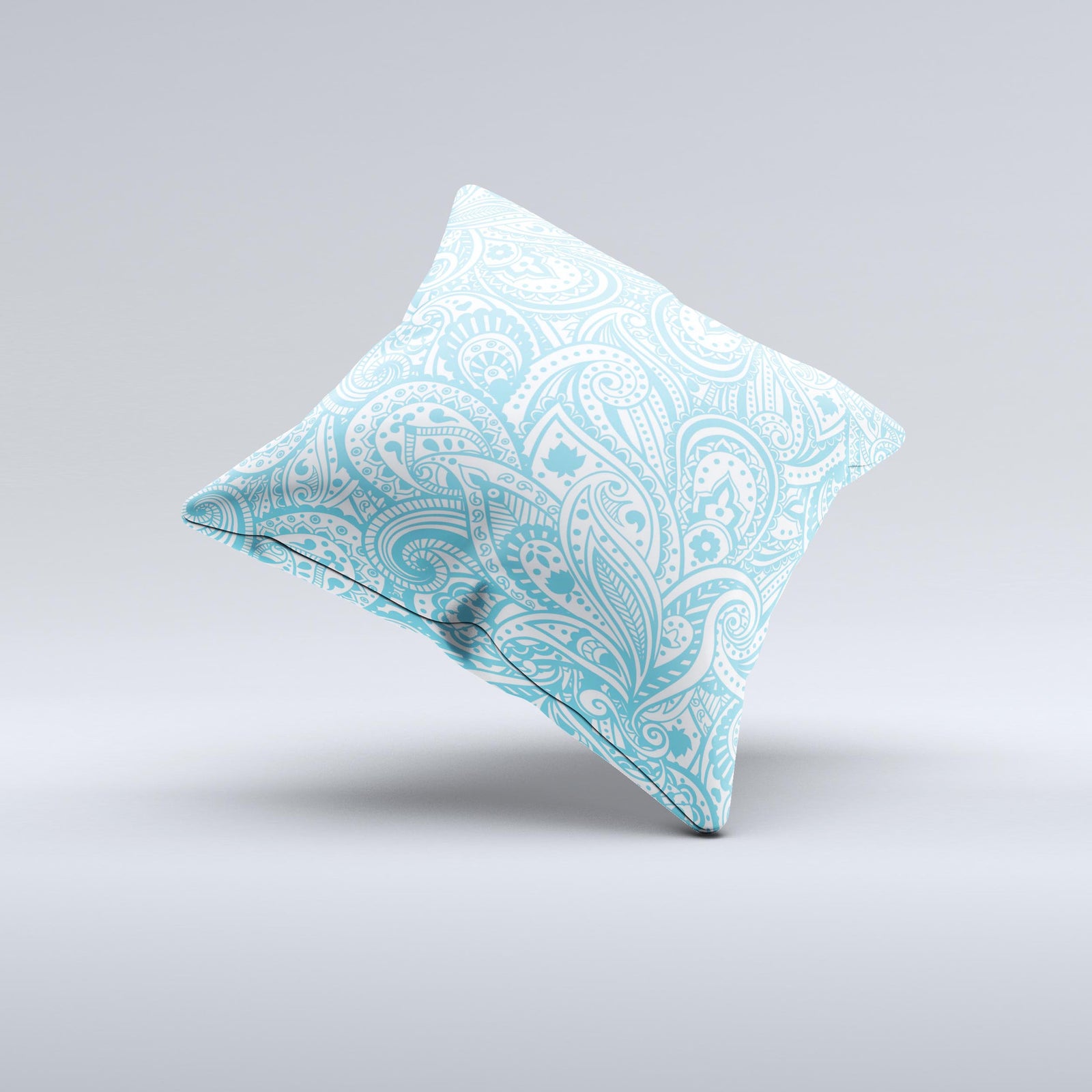 Light Blue Paisley Floral Pattern V3 ink-Fuzed Decorative Throw Pillow ...