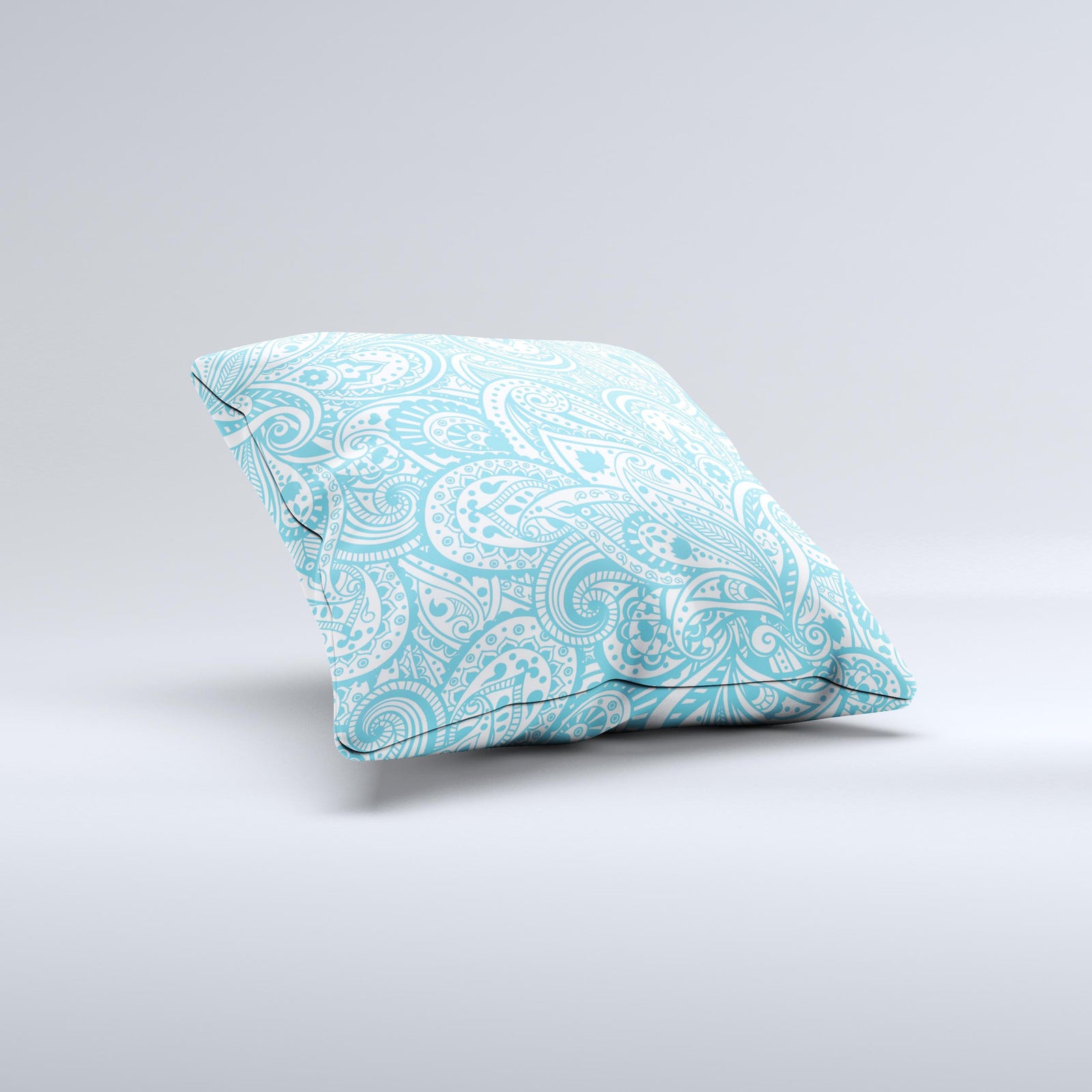 Light Blue Paisley Floral Pattern V3 ink-Fuzed Decorative Throw Pillow ...