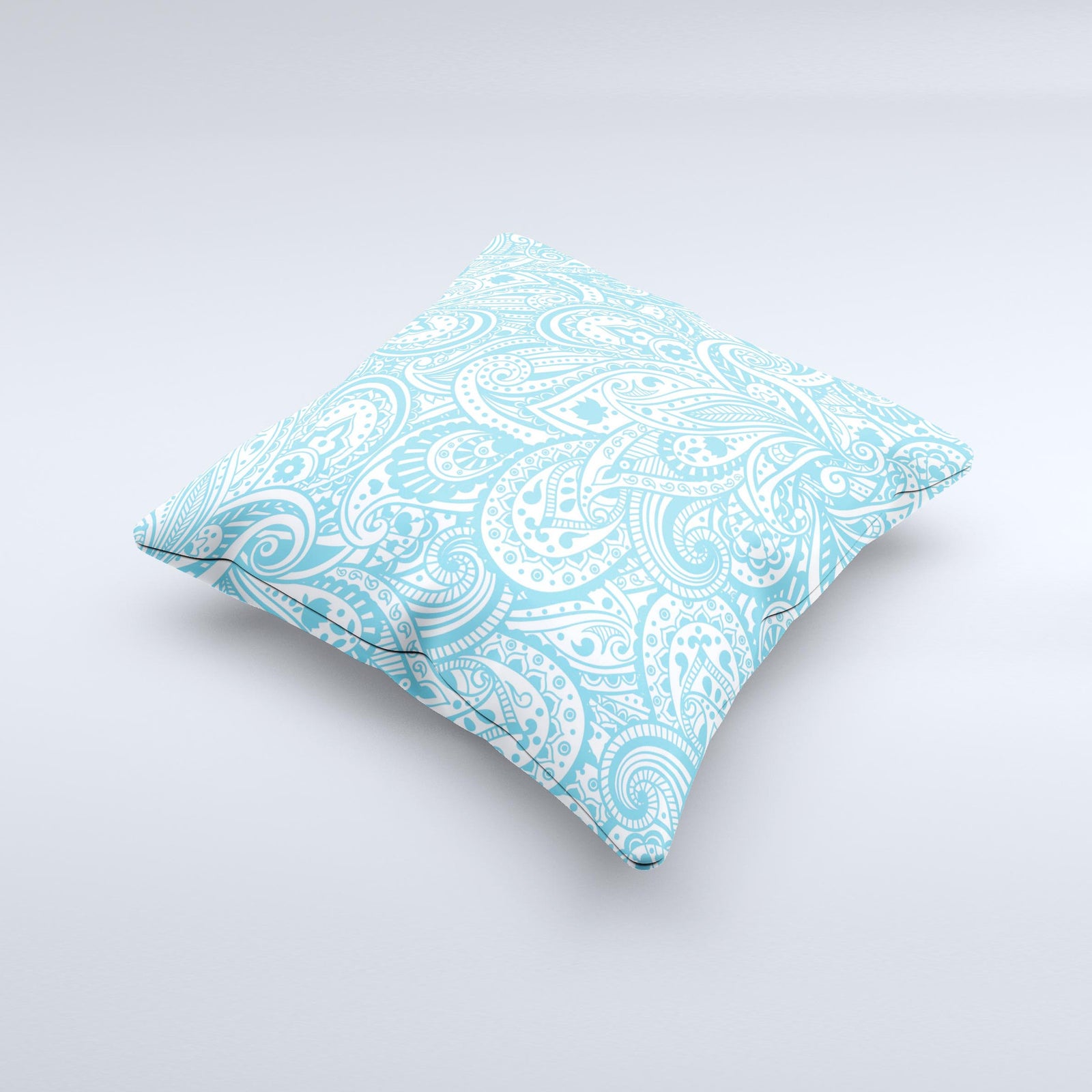 Light Blue Paisley Floral Pattern V3 ink-Fuzed Decorative Throw Pillow ...