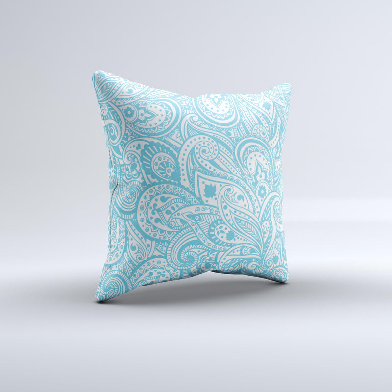 Light Blue Paisley Floral Pattern V3 ink-Fuzed Decorative Throw Pillow ...